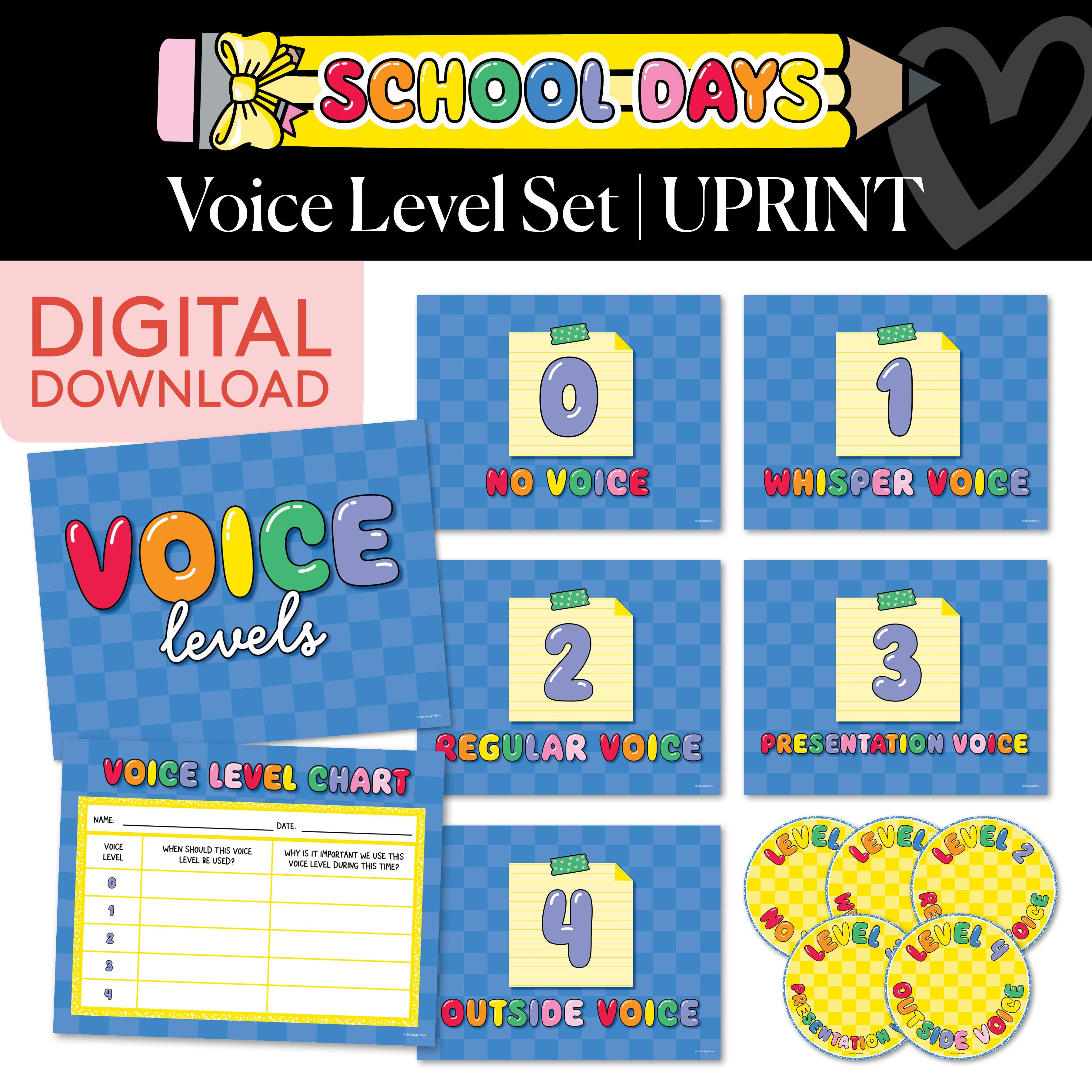 Printable Bright Rainbow Voice Level Set | School Days – Schoolgirl Style