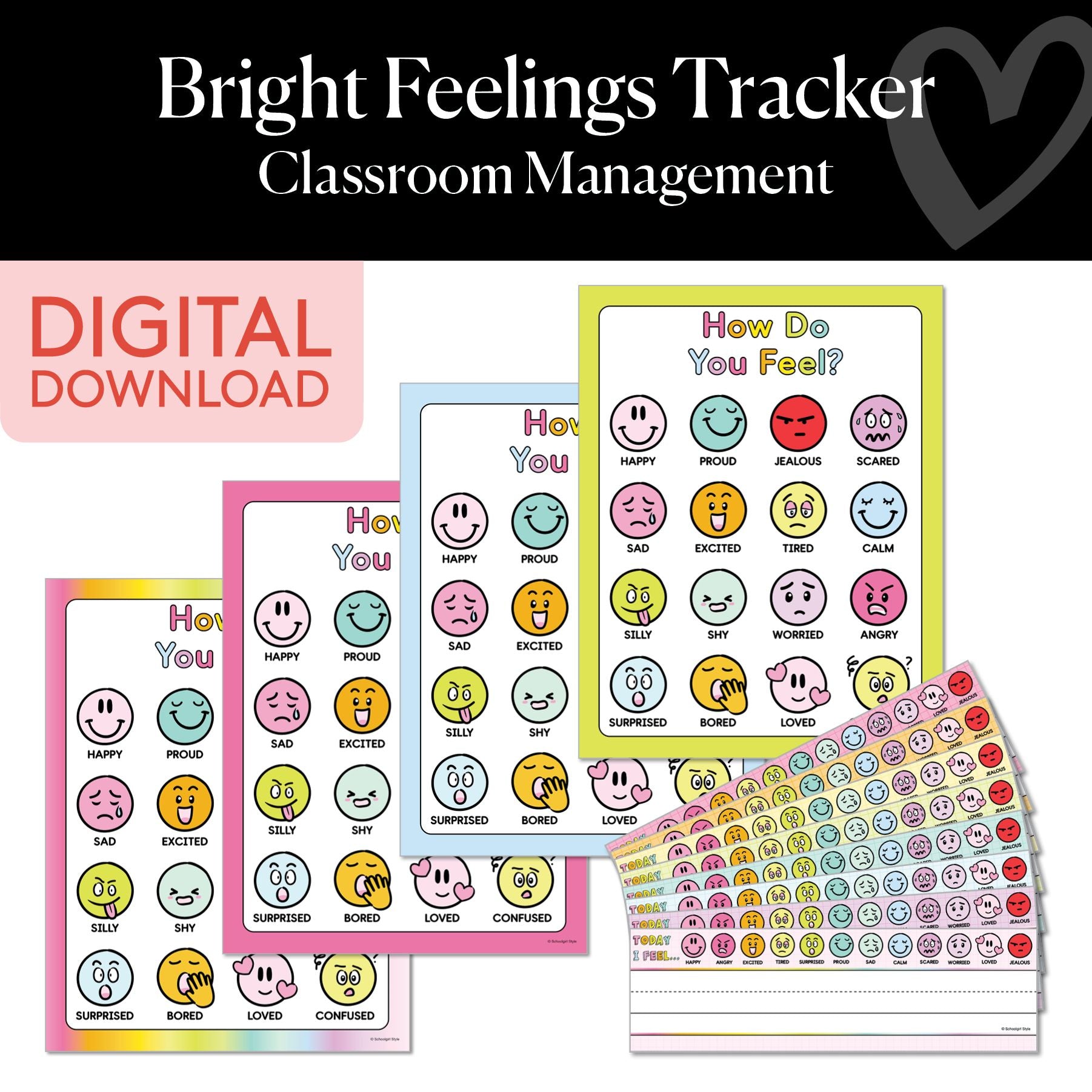 Printable Bright Feelings Tracker – Schoolgirl Style