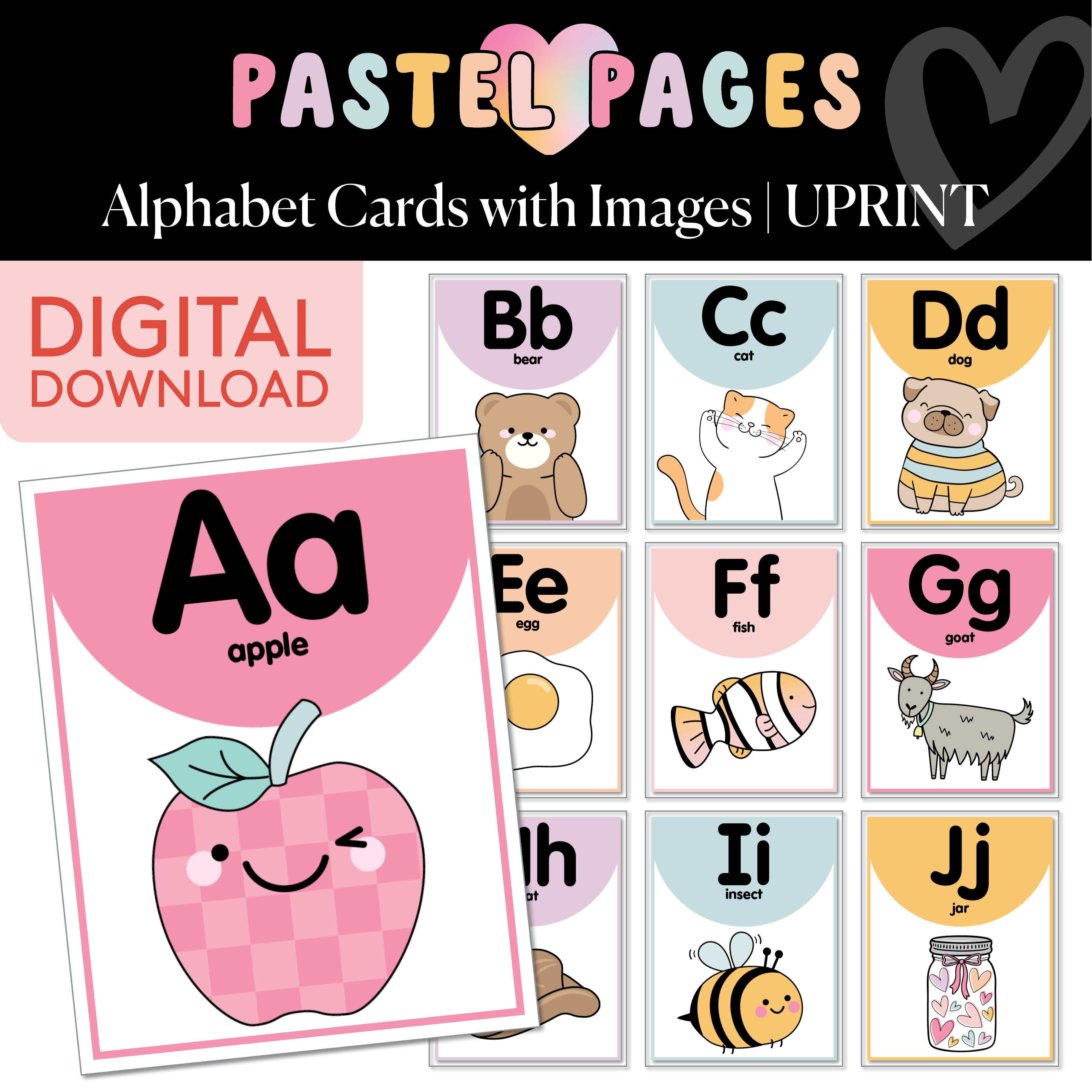 Printable Boho Pastel Alphabet Cards with Images | Pastel Pages ...