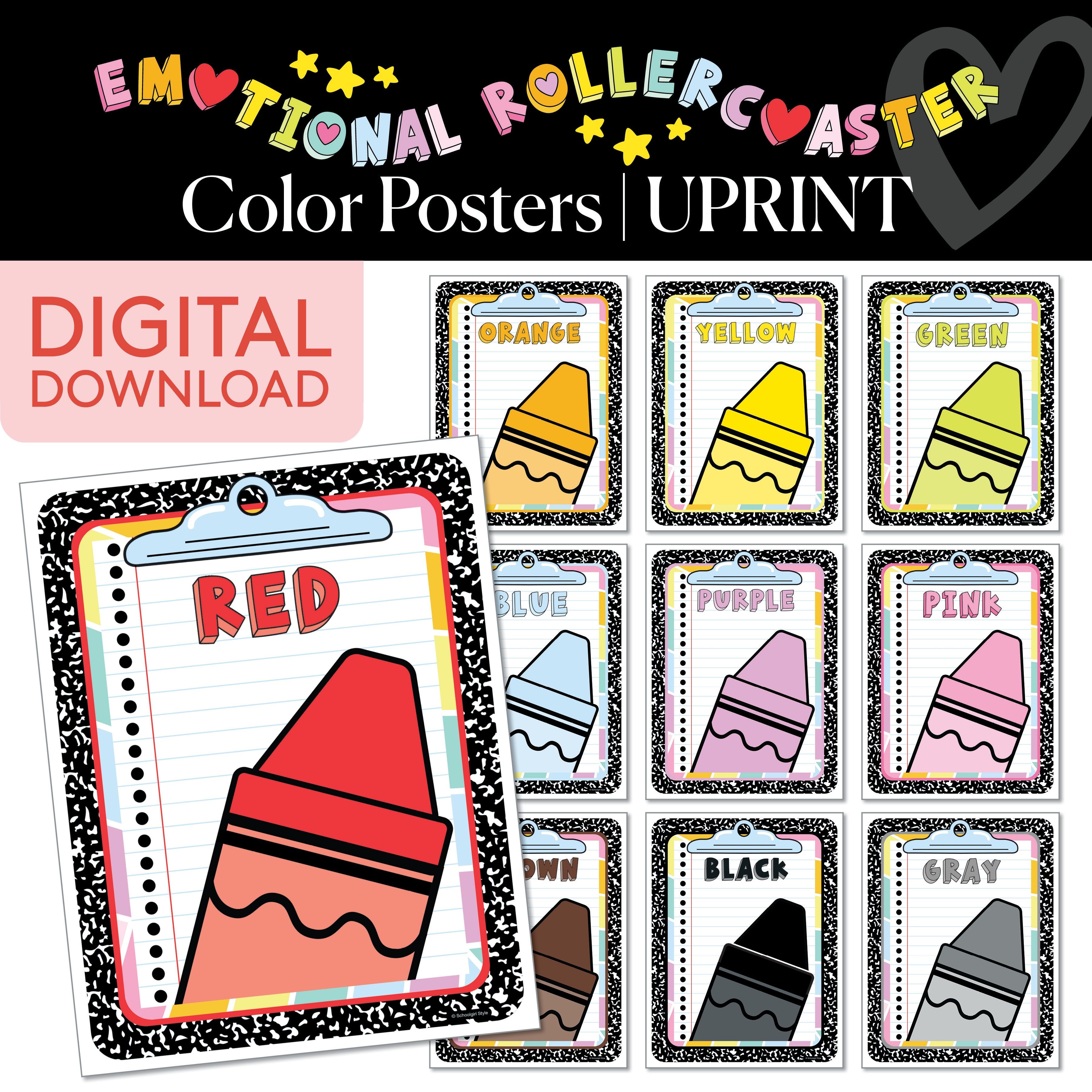 Printable Rainbow Pastel Color Posters | Emotional Rollercoaster ...