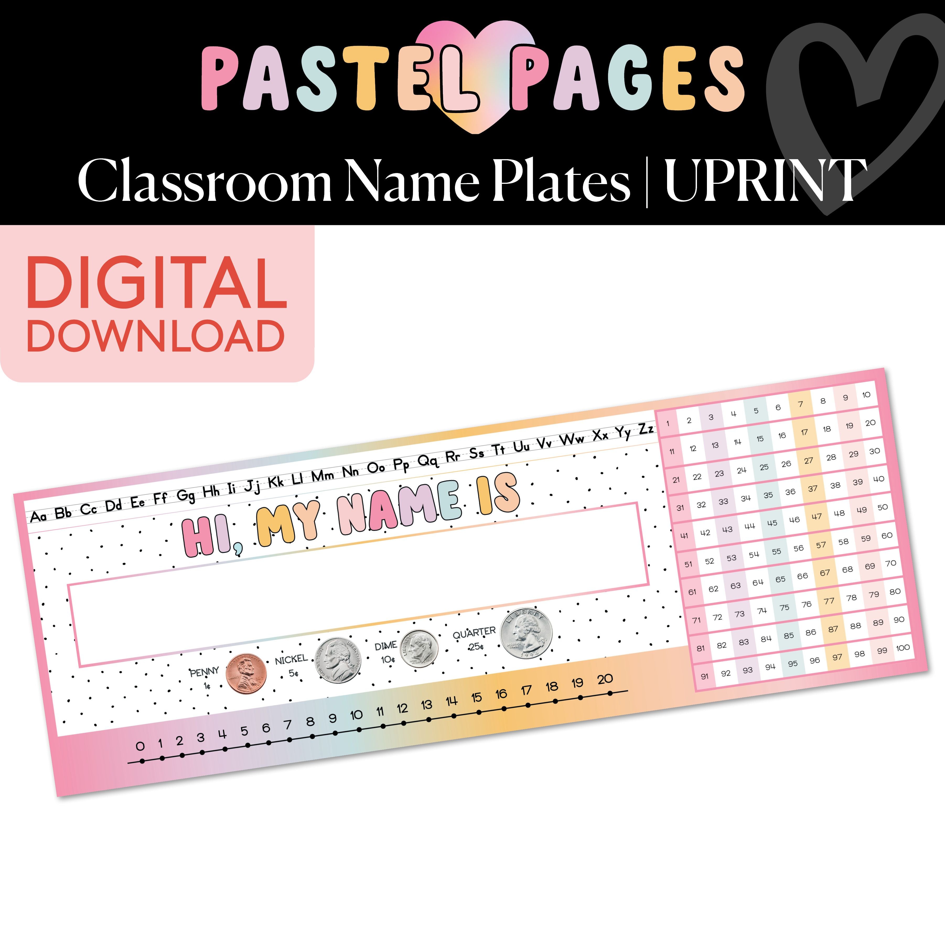 Printable Boho Pastel Classroom Name Plates | Pastel Pages – Schoolgirl ...