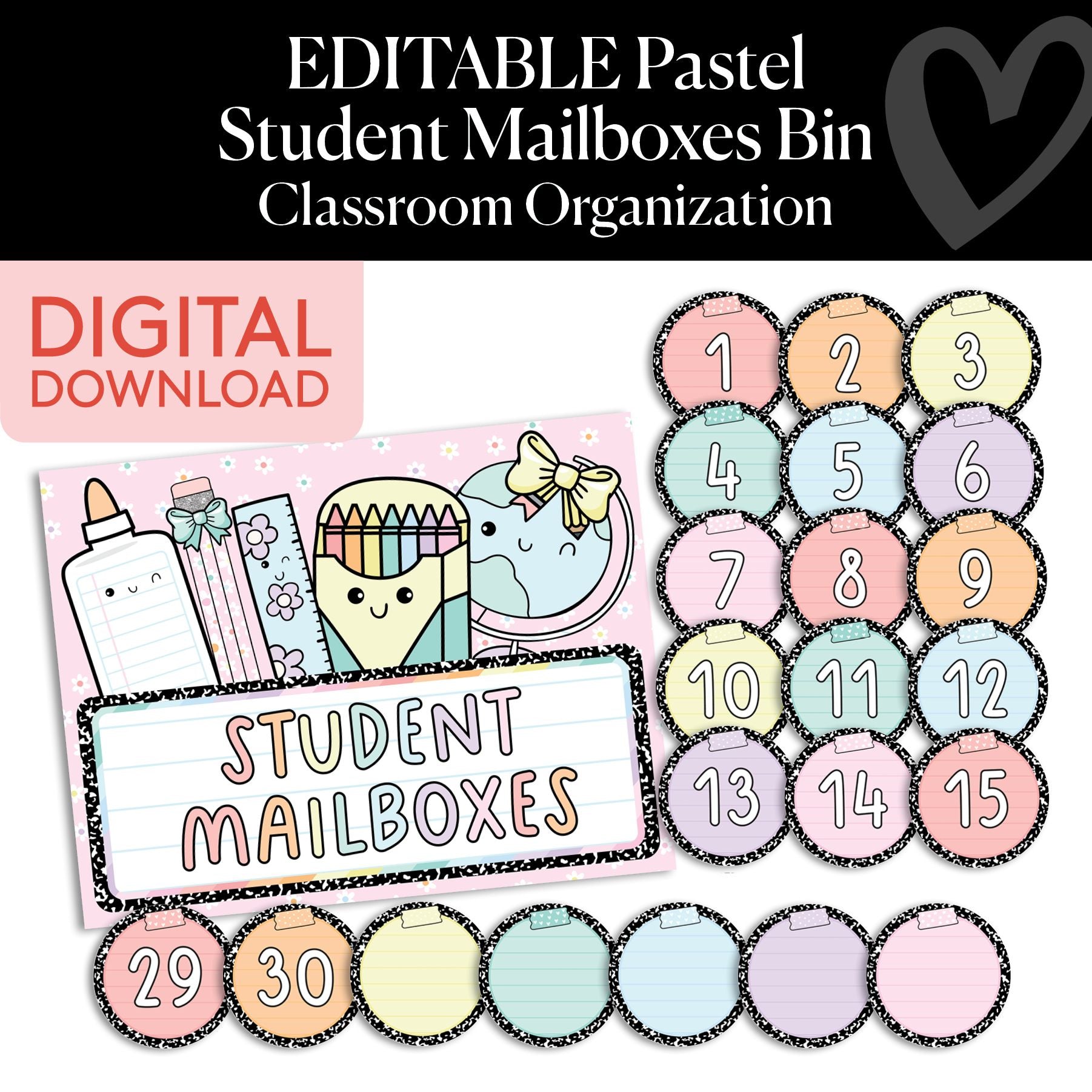 Printable Pastel Student Mailboxes – Schoolgirl Style