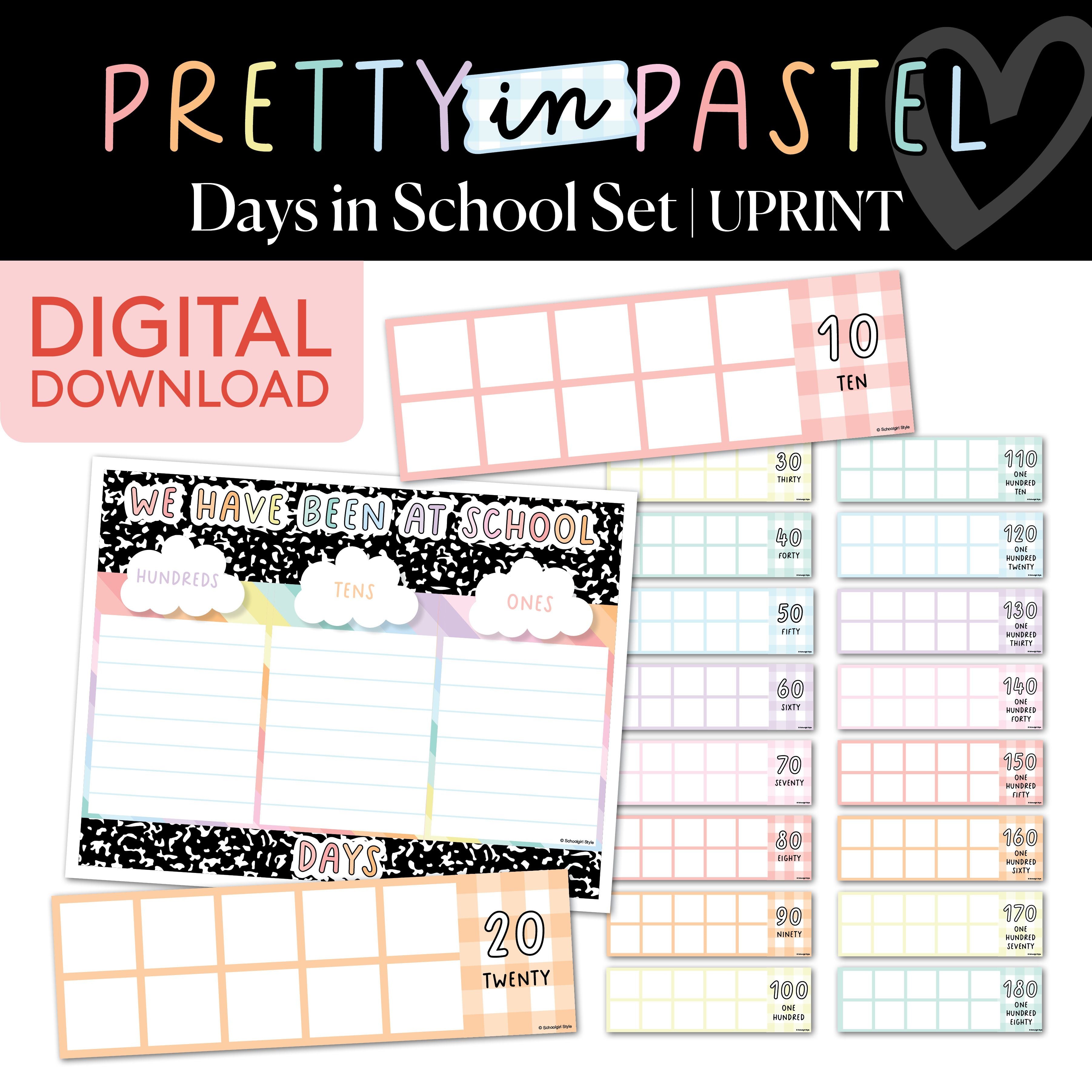 Printable Pastel Days in School Ten Frame Display | Pretty in Pastel ...