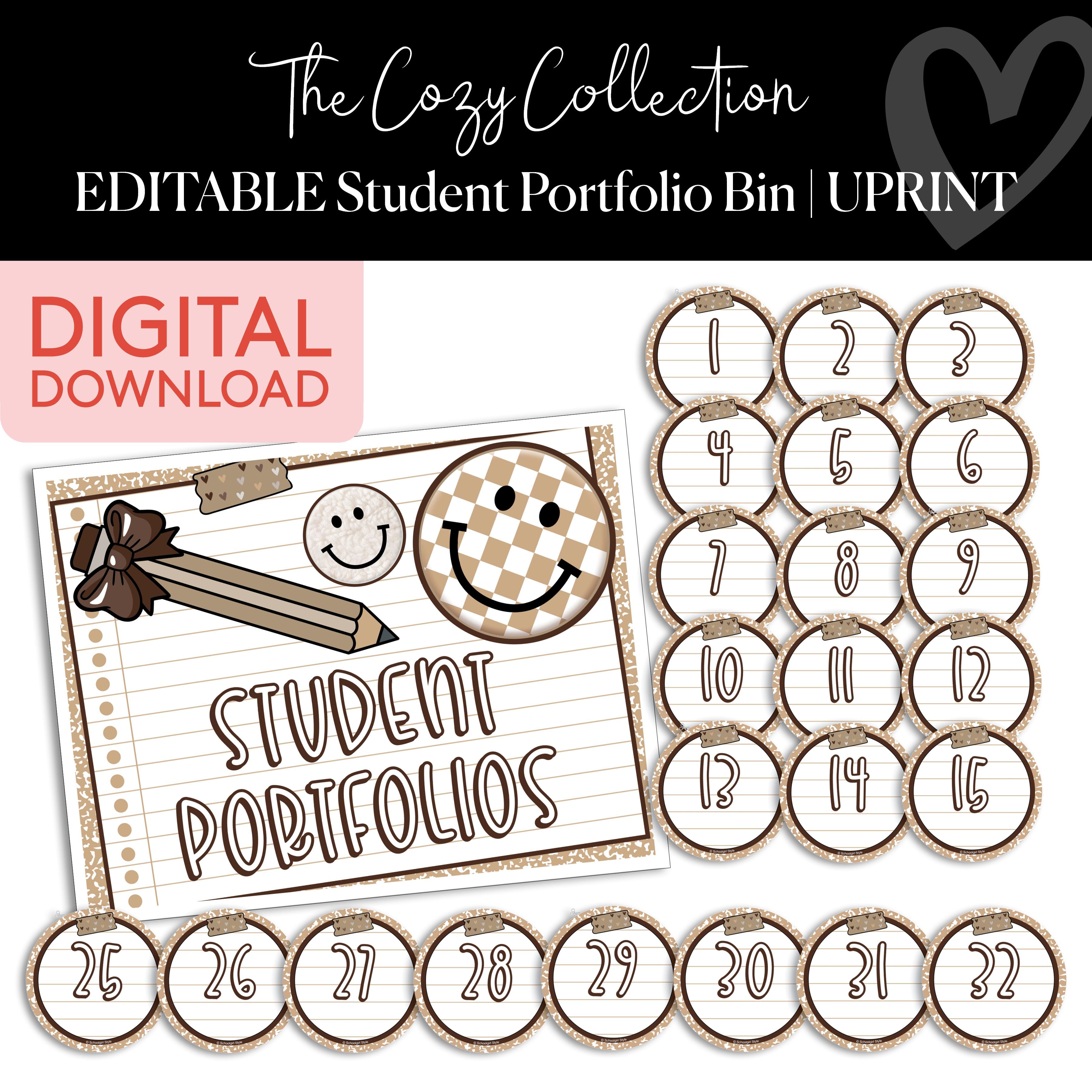 Printable Neutral Editable Student Portfolios | Cozy – Schoolgirl Style