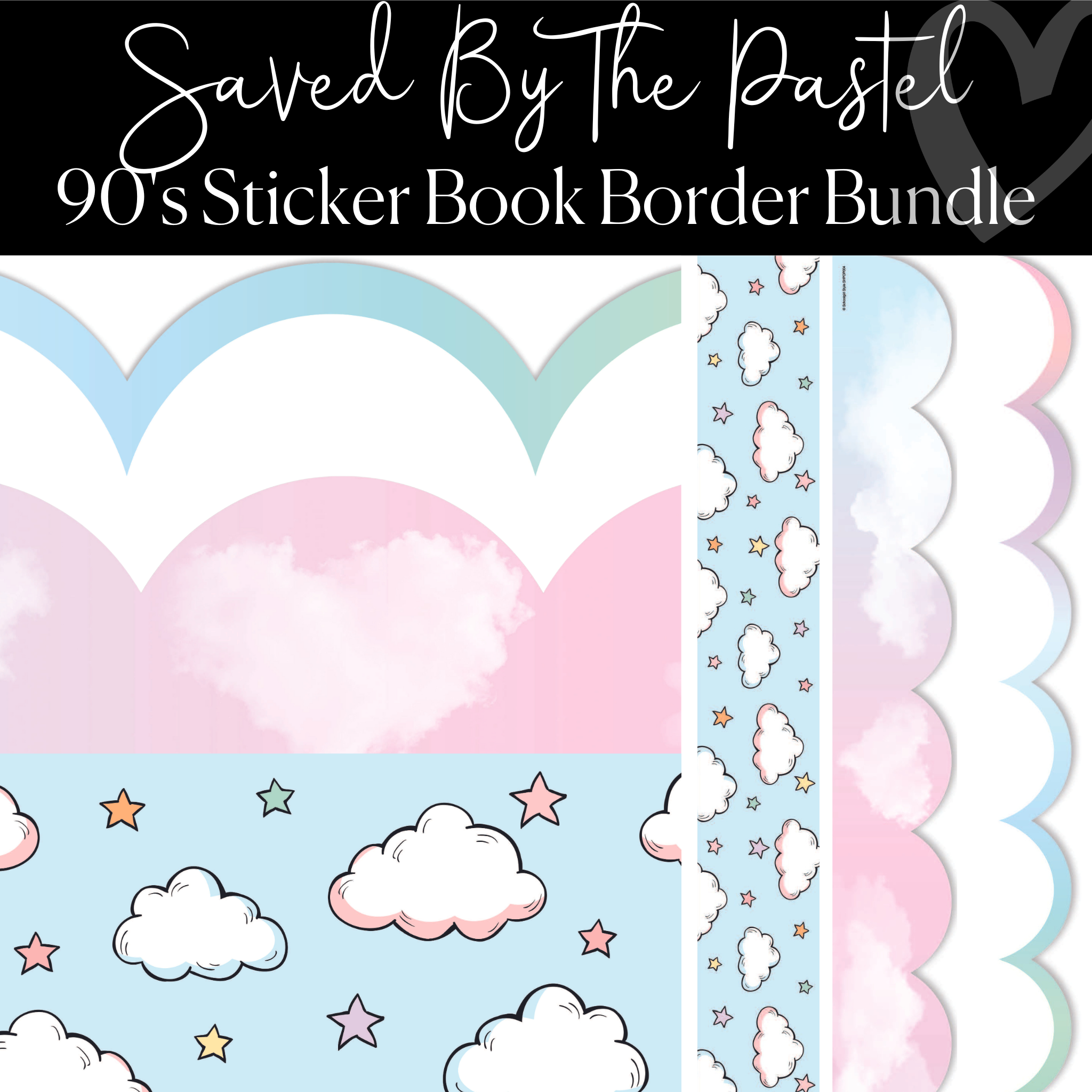 90's Sticker Book Border Bundle | Bulletin Board Borders | Schoolgirl ...
