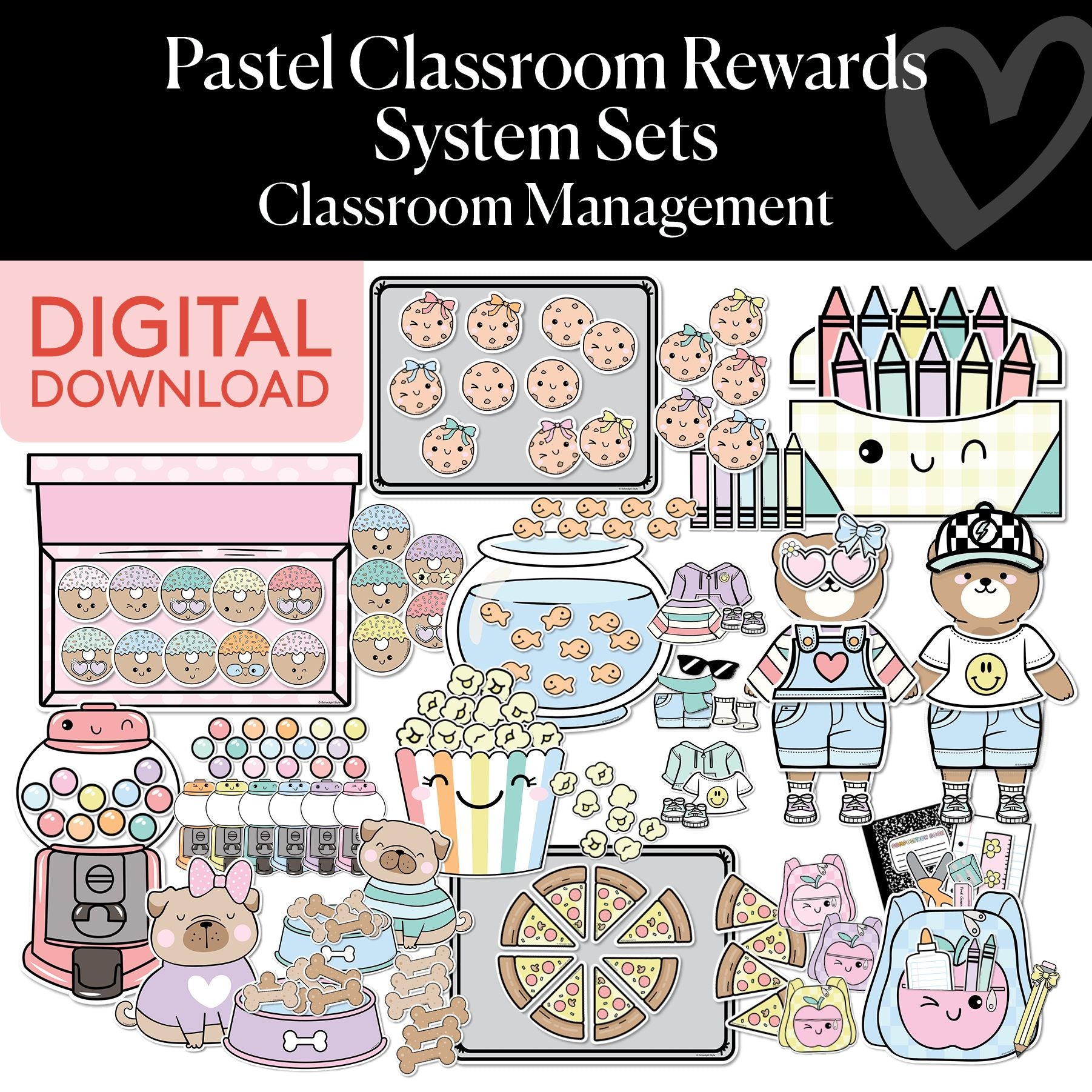 Printable Pastel Classroom Rewards System Sets – Schoolgirl Style