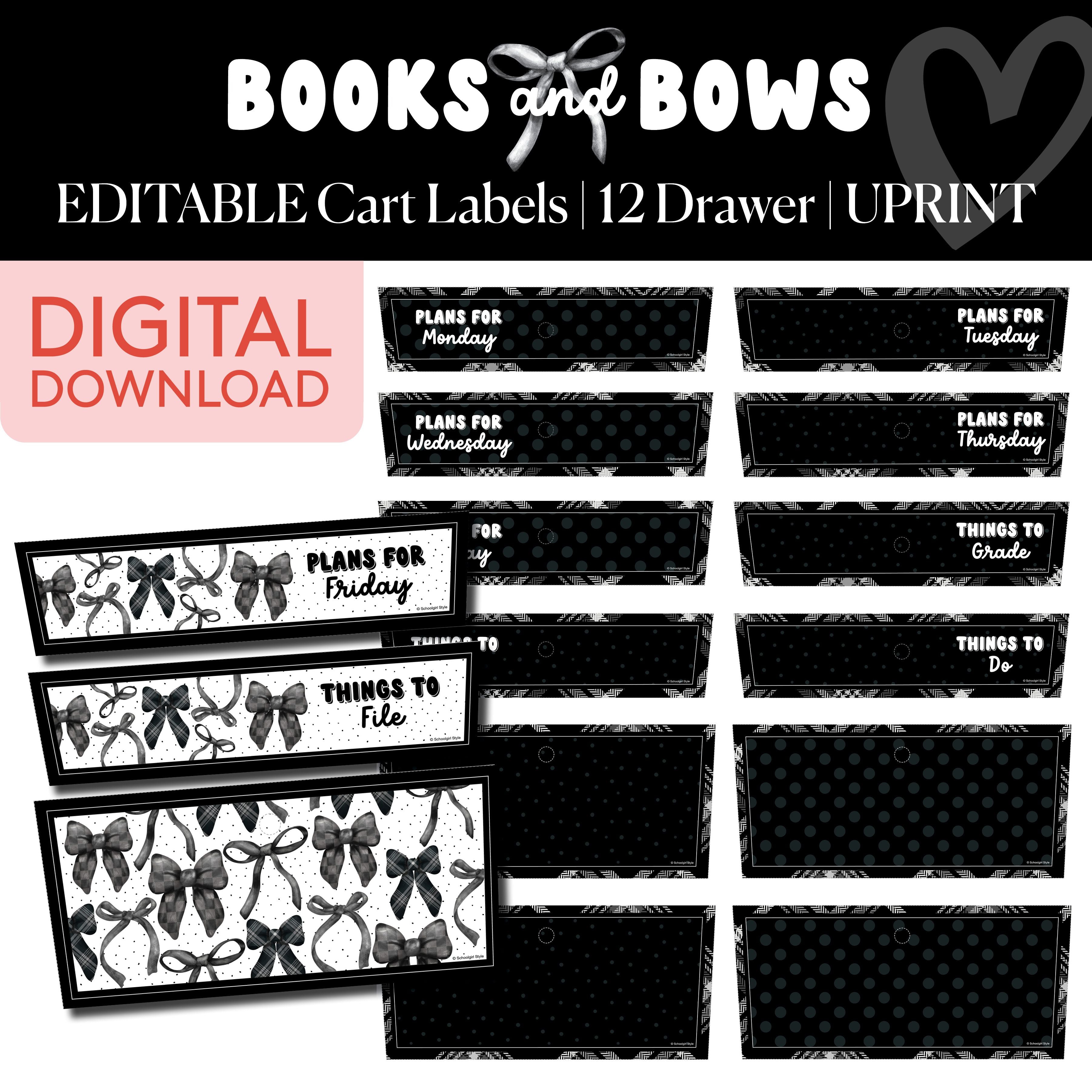 Black and White Editable Printable 12-Drawer Classroom Cart Labels | B ...