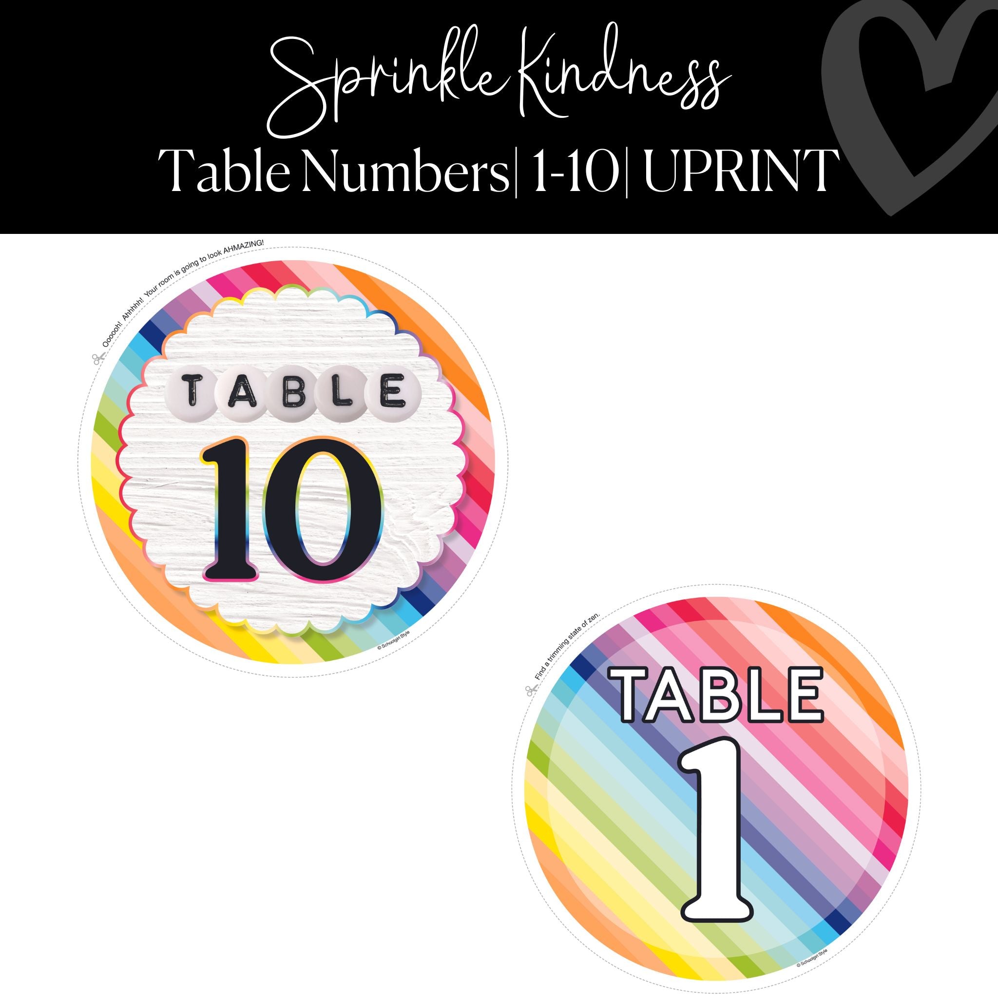 Table Numbers | Rainbow Classroom Decor | Schoolgirl Style