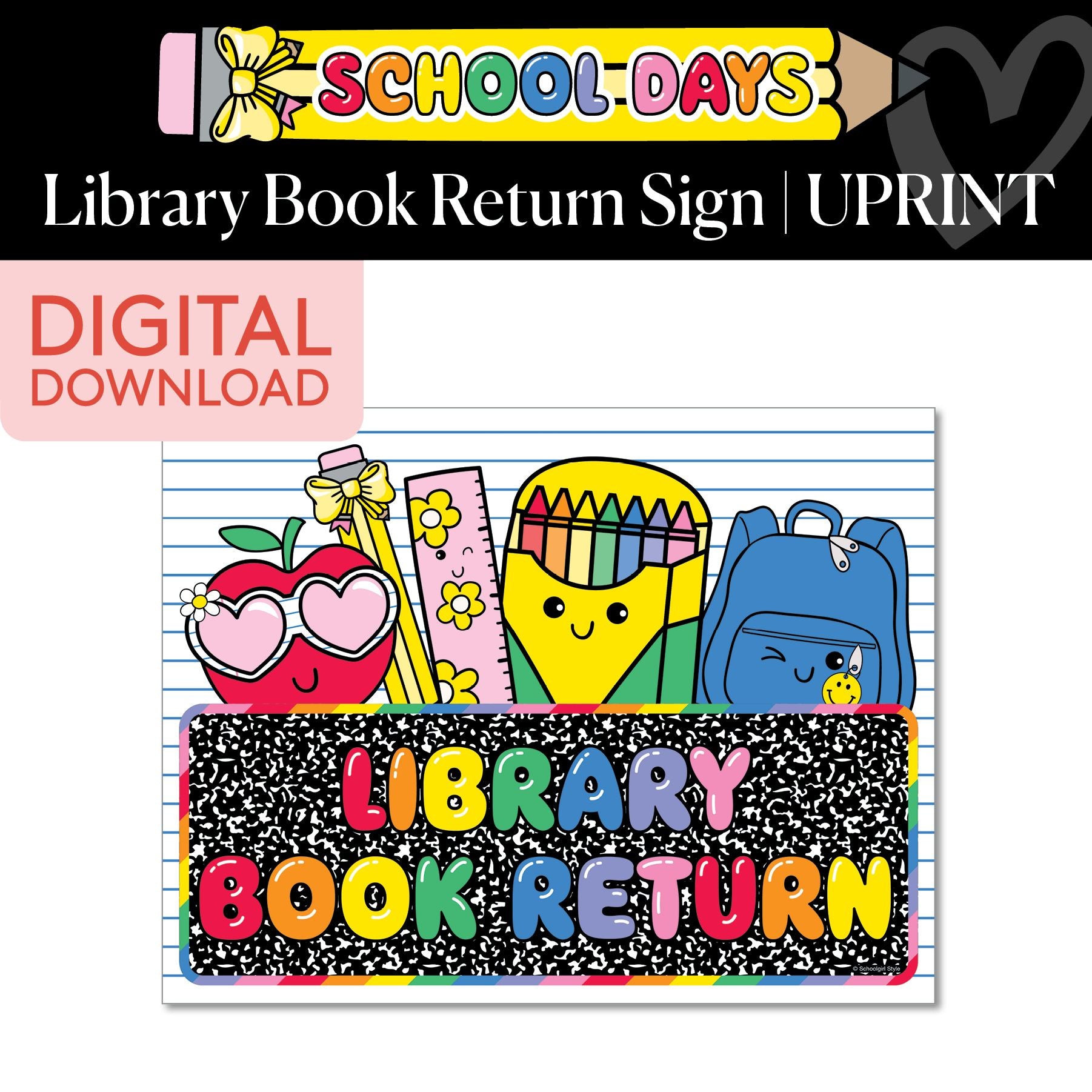 FREE Printable Rainbow Library Book Return Sign | School Days ...