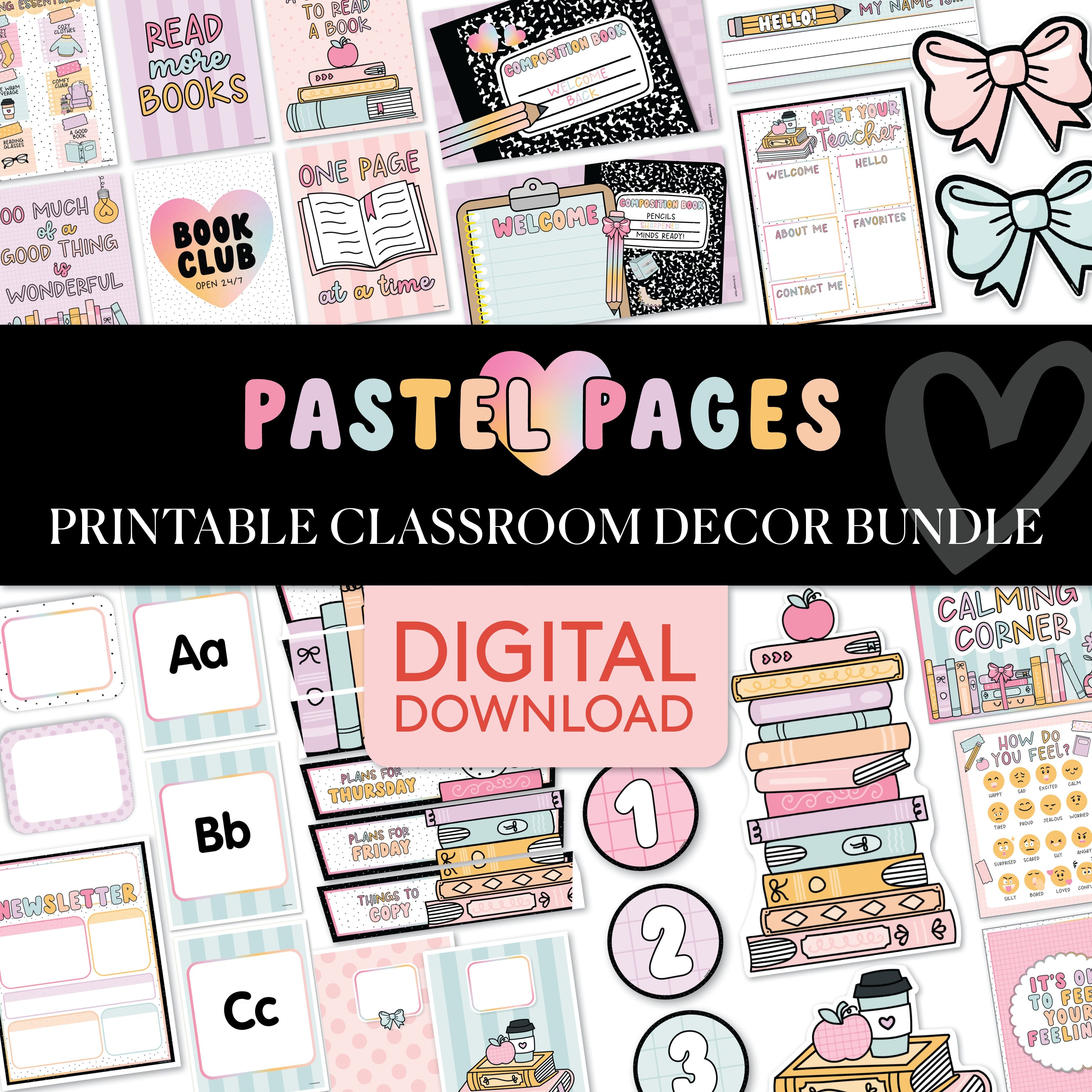 Pastel Pages Full Printable Classroom Decor Bundle – Schoolgirl Style