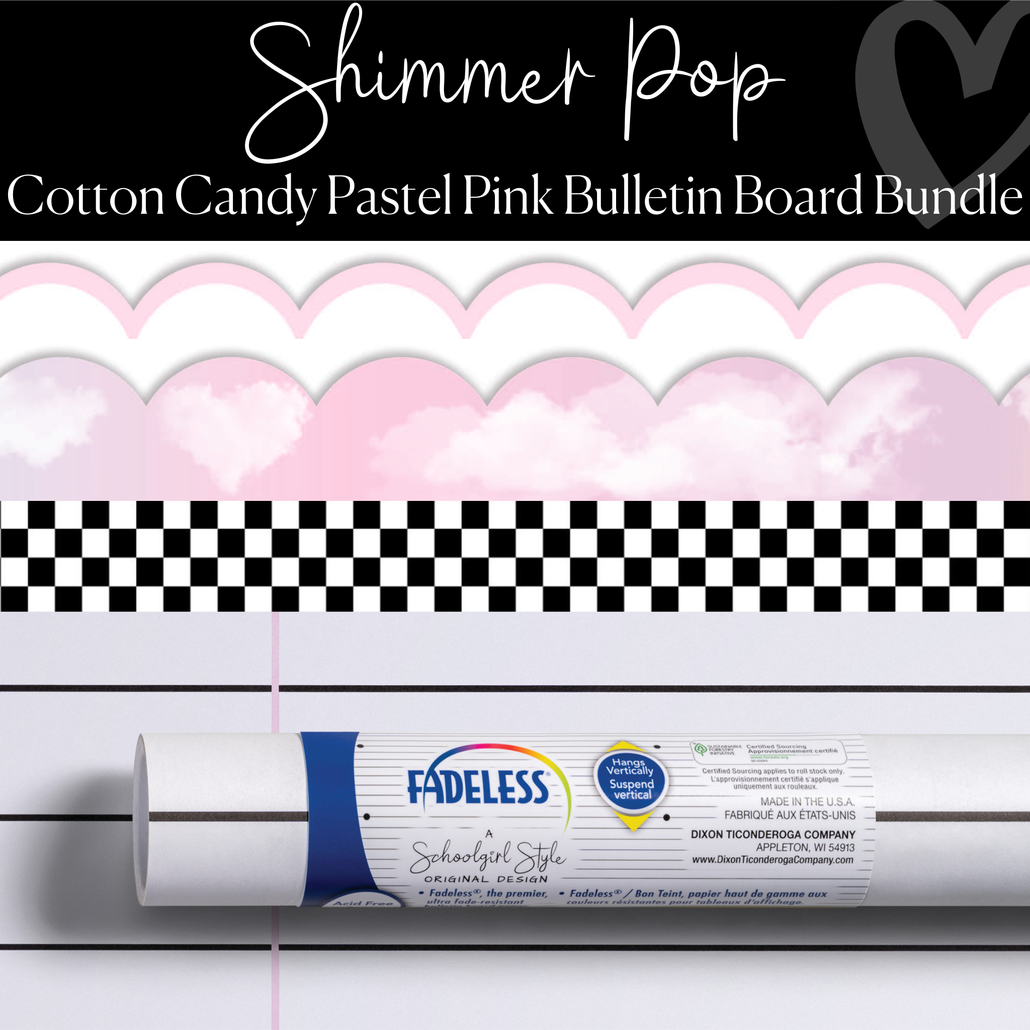 Cotton Candy Pastel Pink Bulletin Board Bundle | Shimmer Pop ...