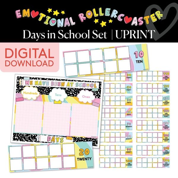Printable Rainbow Pastel Days in School Ten Frame Display | Emotional ...
