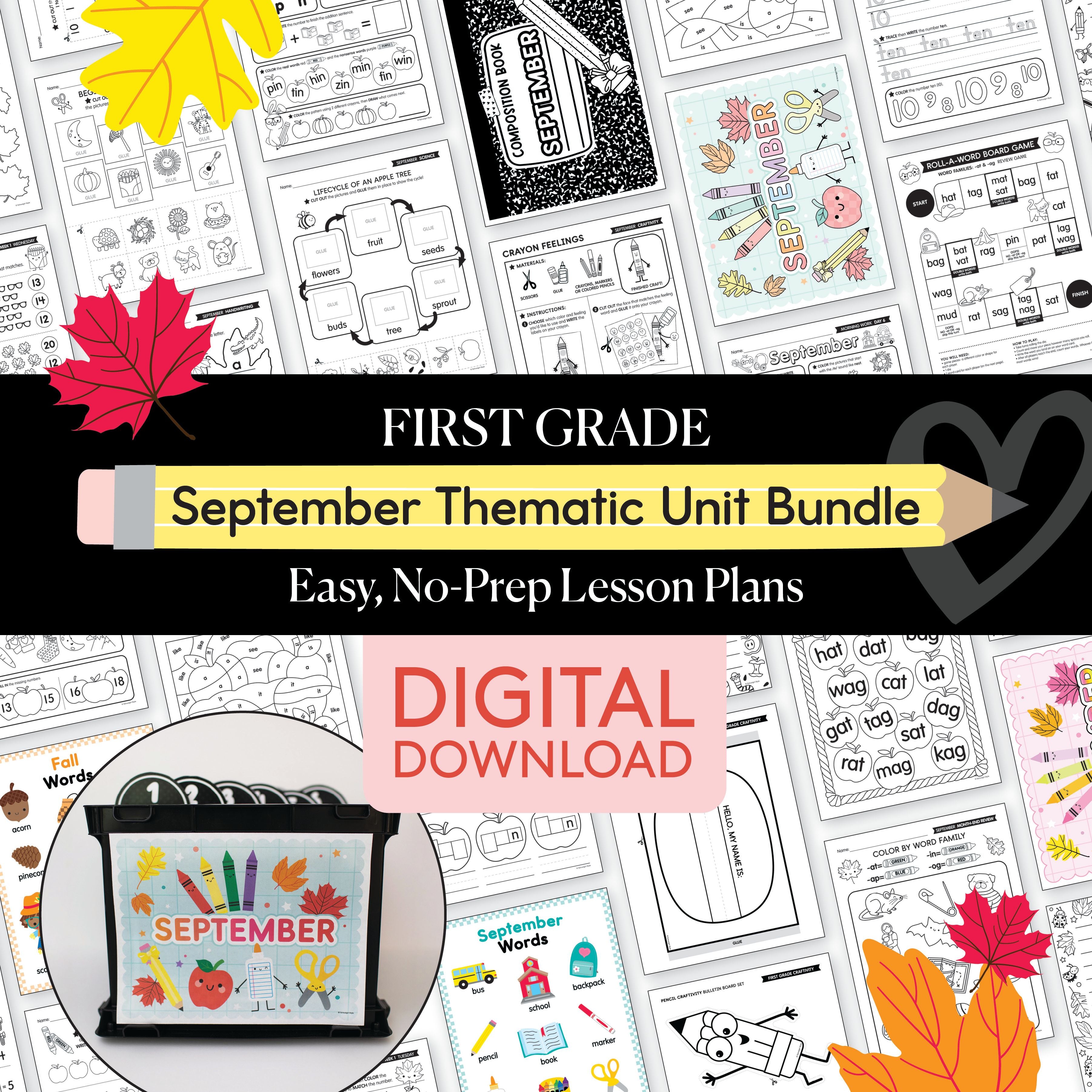 First Grade September Thematic Unit Bundle – Schoolgirl Style