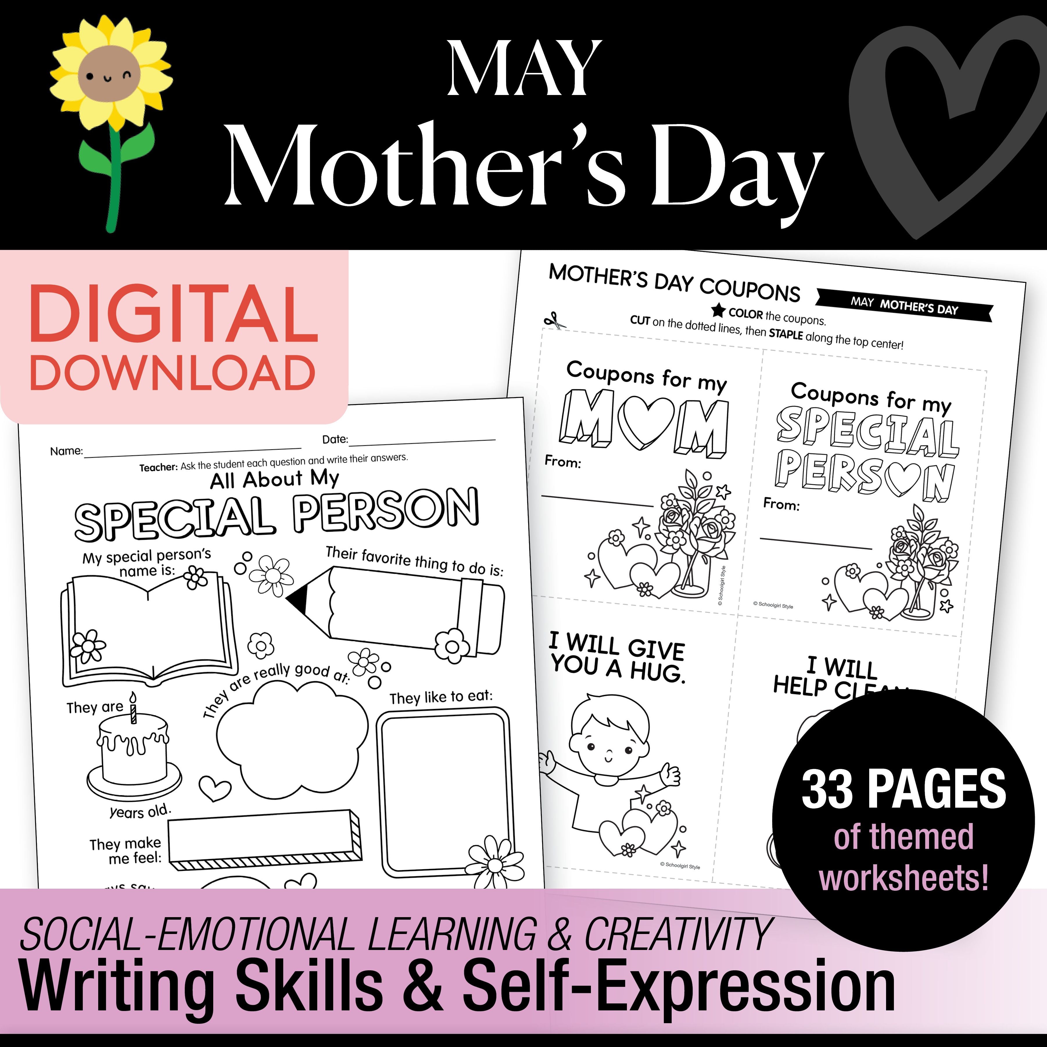 Printable No-Prep Mother's Day Keepsake Pack: Crafts, Writing & Activi ...