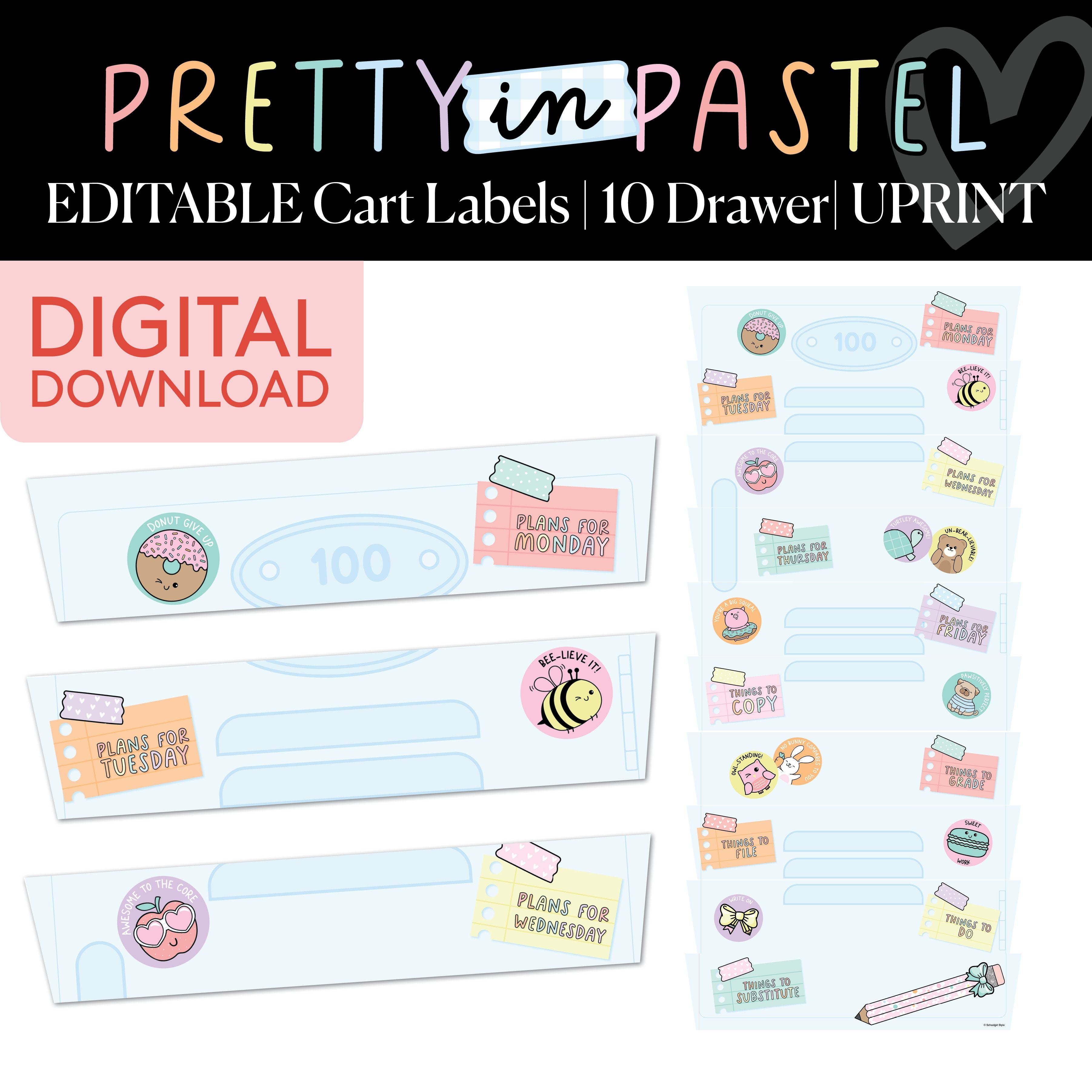 Printable Pastel Editable 10-Drawer Cart Labels | Pretty in Pastel ...