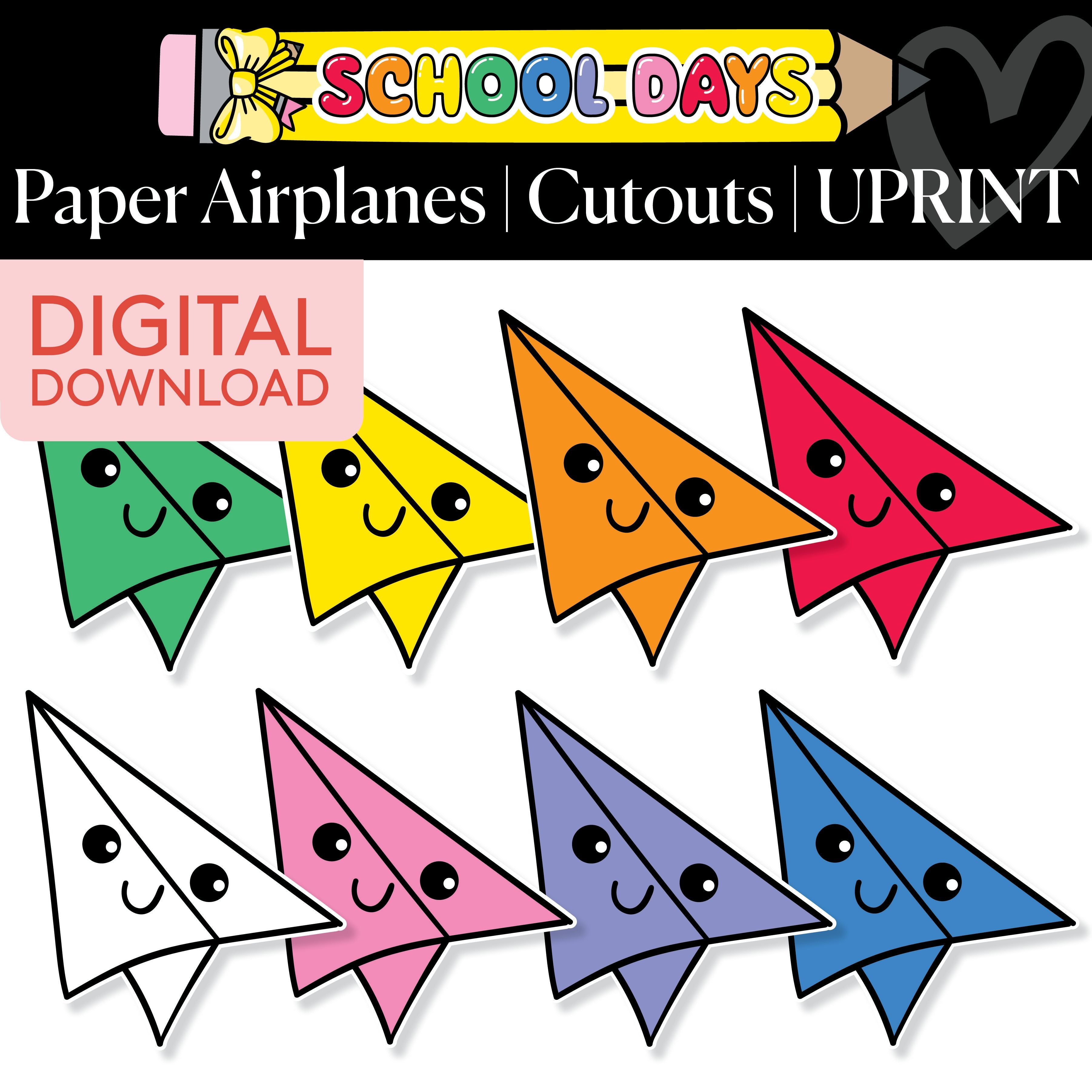 Printable Bright Rainbow Paper Airplanes Bulletin Board Cutouts | Scho ...