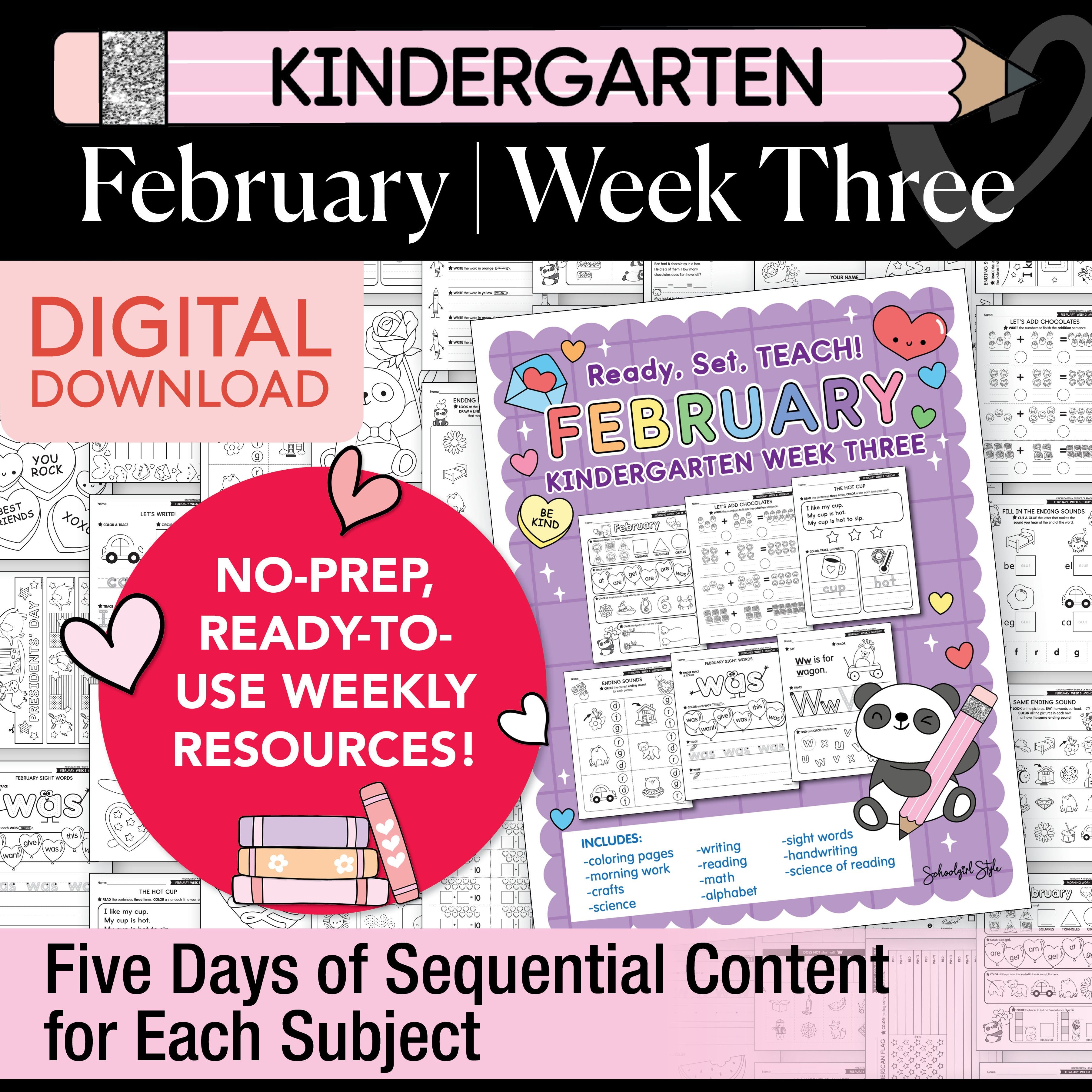 Printable Kindergarten February Week 3 Resources – Schoolgirl Style