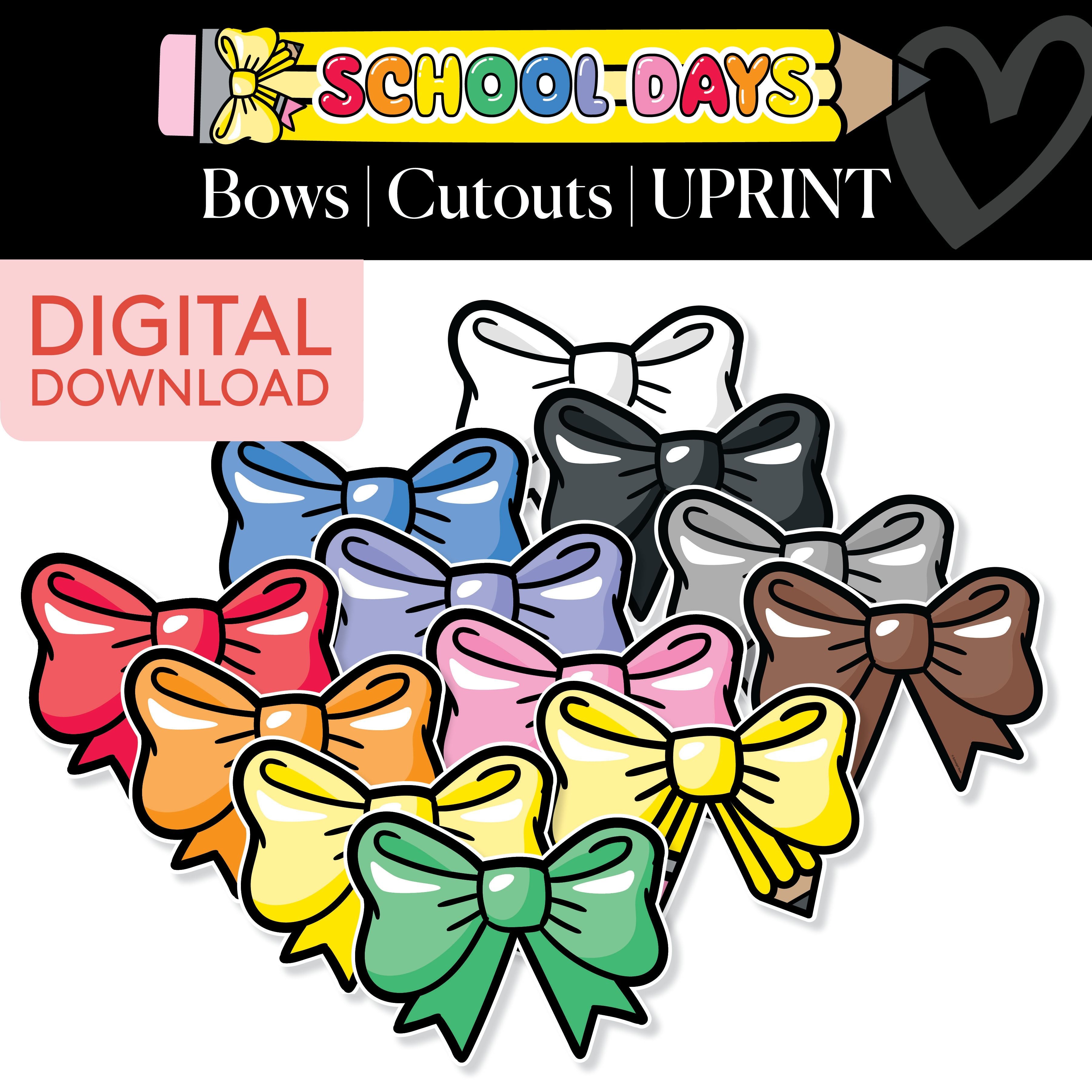 Printable Bright Rainbow Bows Bulletin Board Cutouts | School Days ...