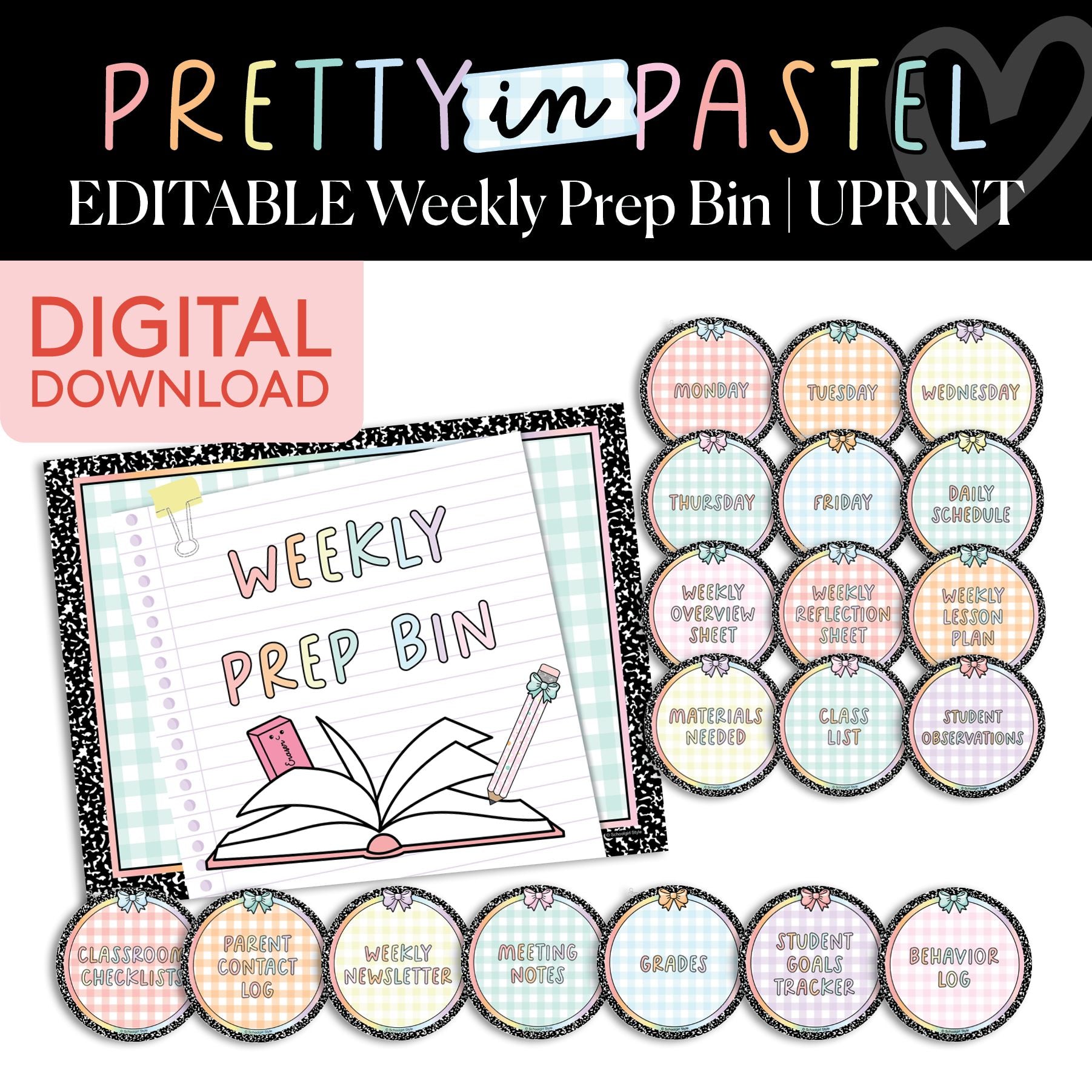 Printable Pastel Weekly Prep Bin | Pretty In Pastel – Schoolgirl Style