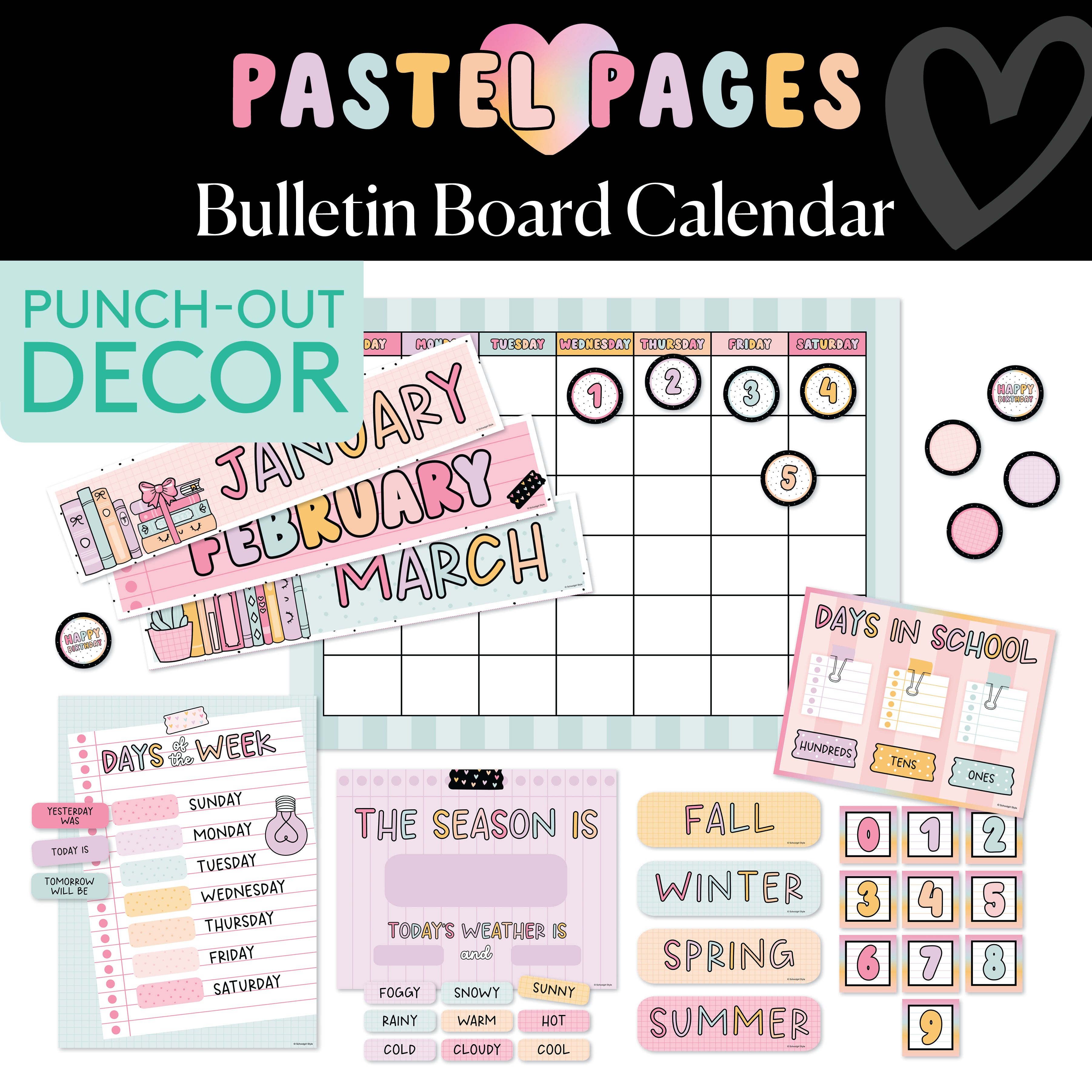 Pastel Bulletin Board Calendar | Pastel Pages – Schoolgirl Style