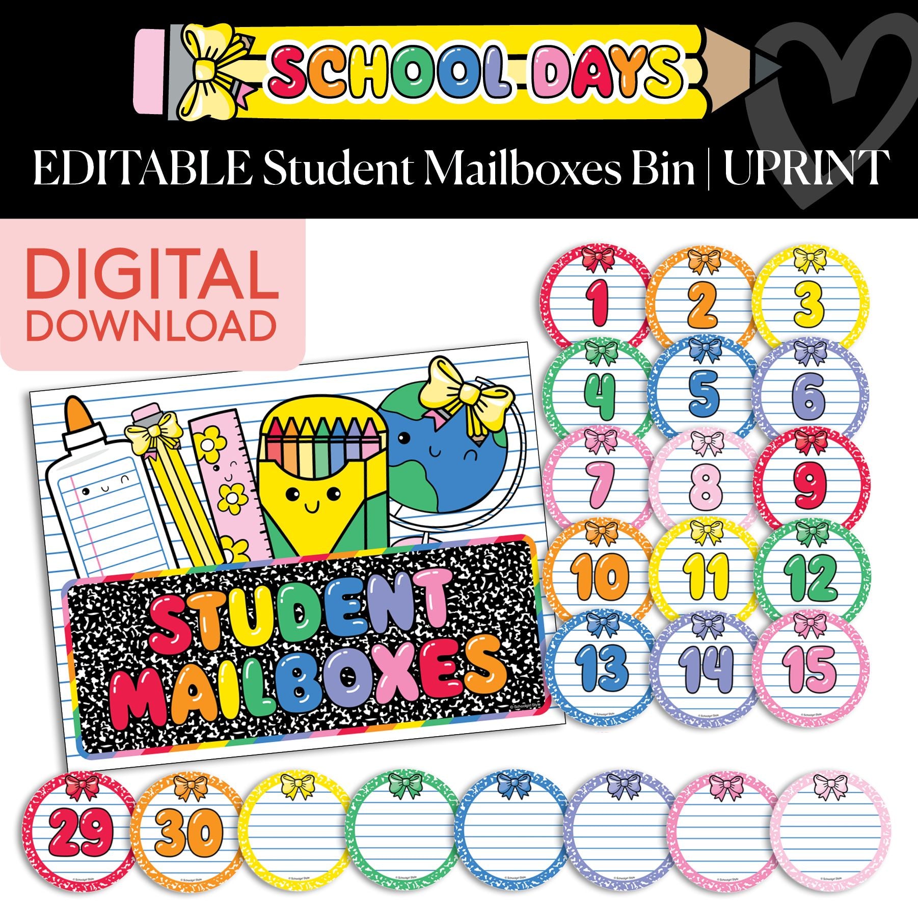Printable Rainbow Student Mailboxes | School Days – Schoolgirl Style