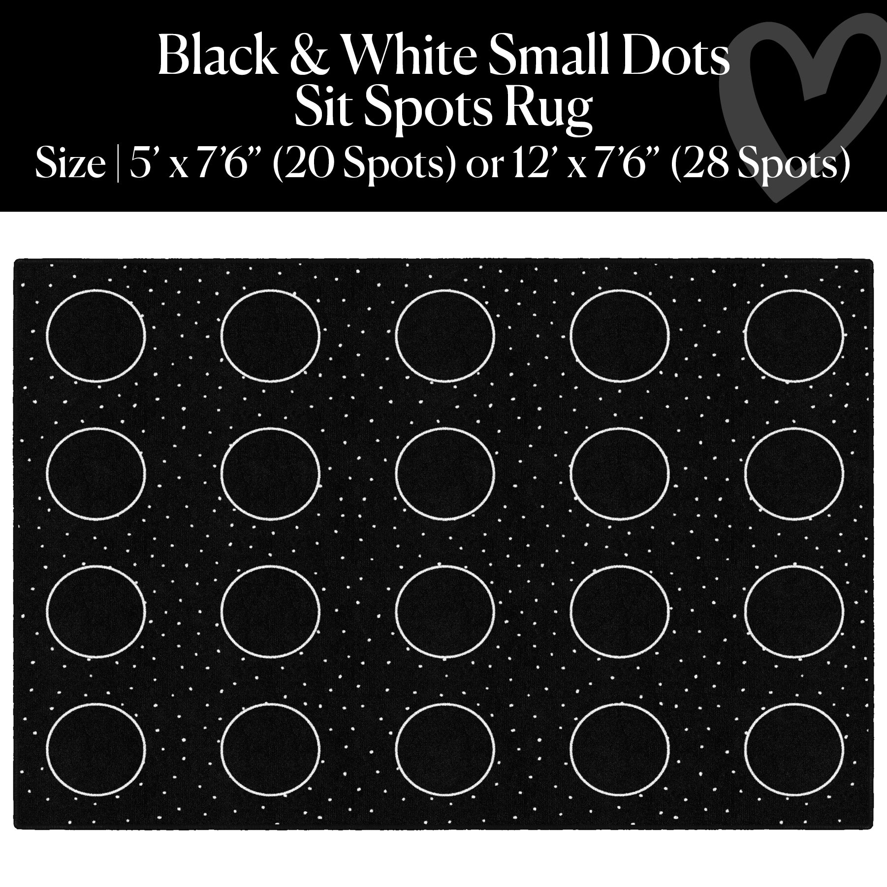 Black and White Sit Spots Classroom Rug by Schoolgirl Style
