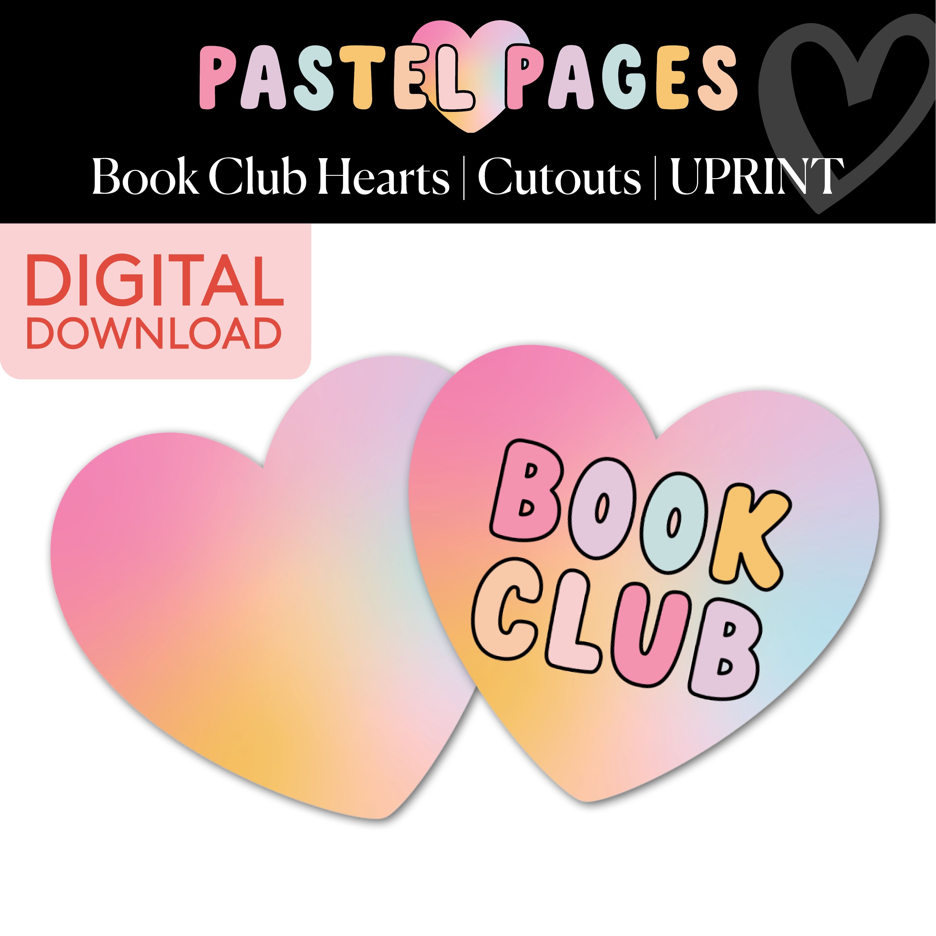 Boho Pastel Book Club Heart Printable Bulletin Board Cutouts | Pastel ...