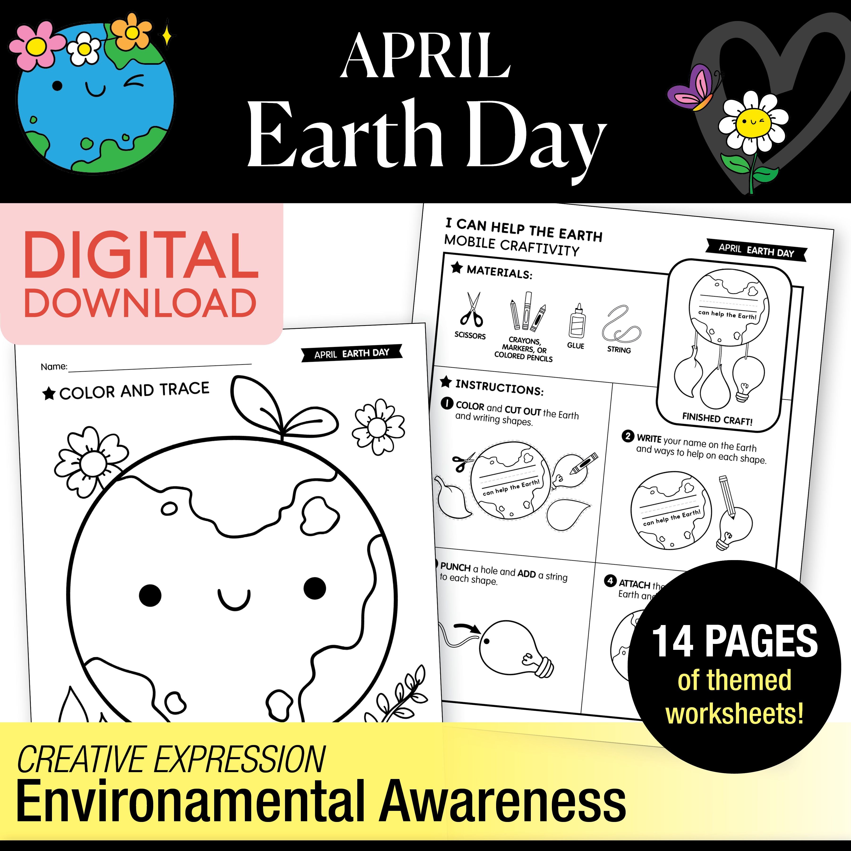Printable April Earth Day Activities Pack – Schoolgirl Style