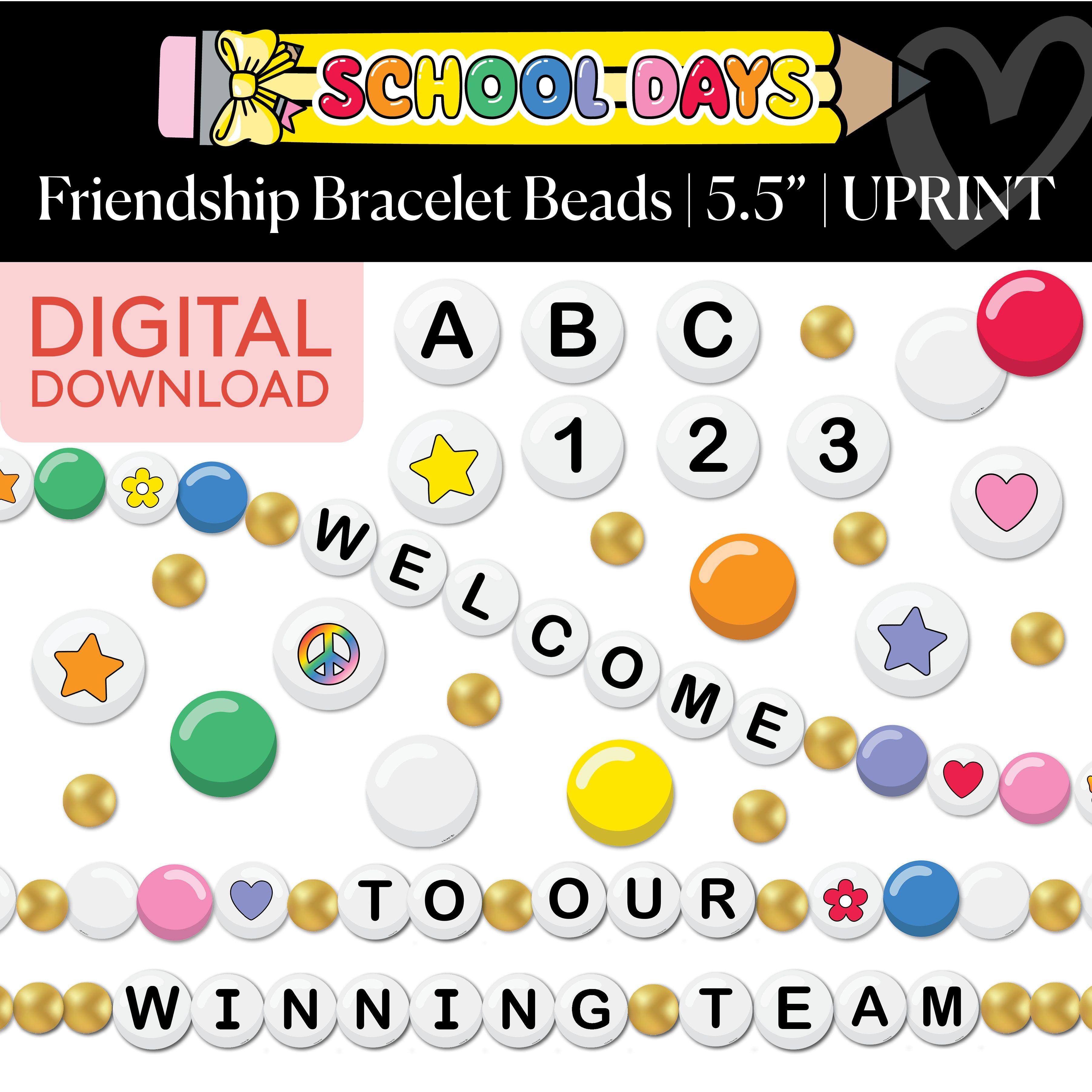 Printable Bright Rainbow Friendship Bracelet Beads Classroom Headline ...