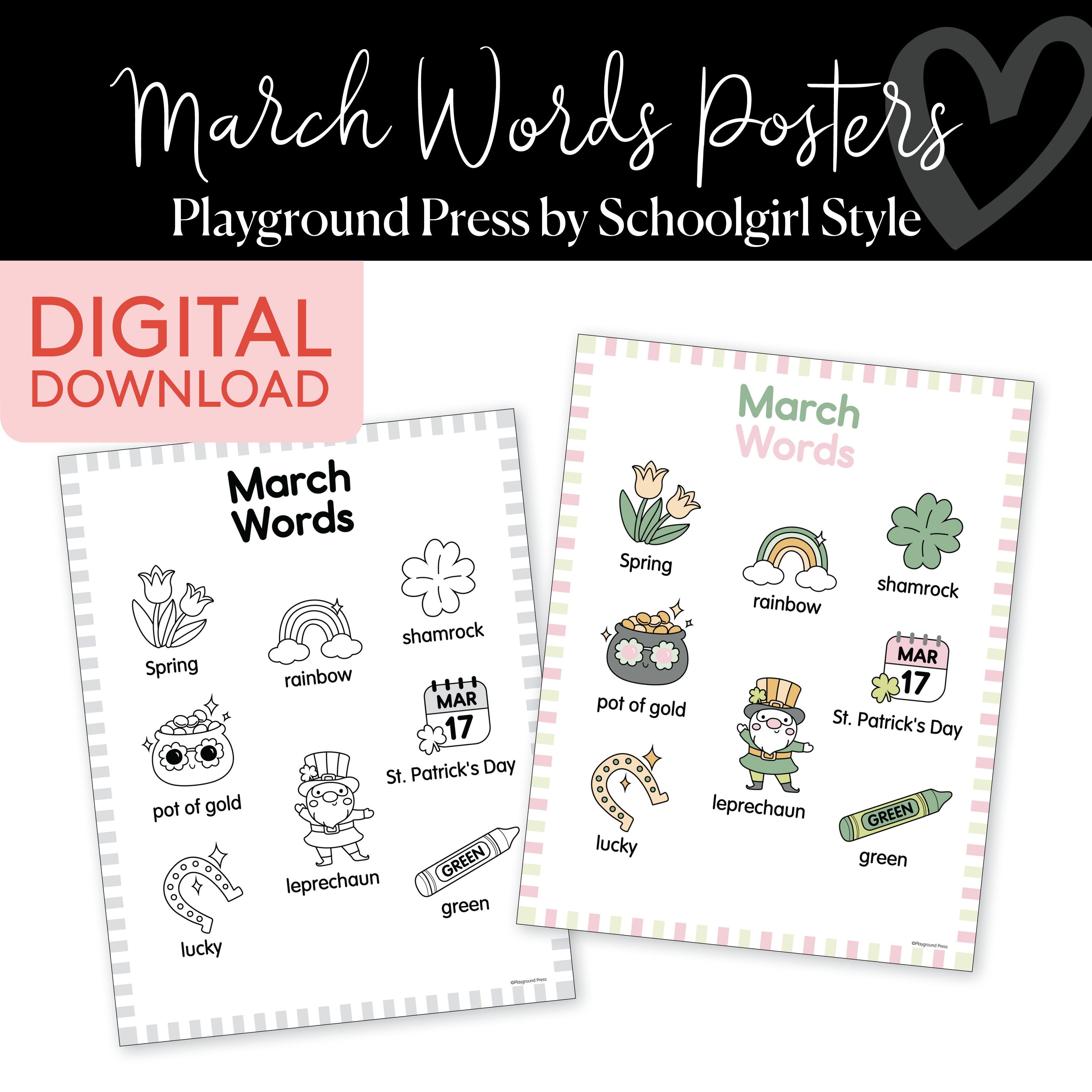 March Words Poster – Schoolgirl Style