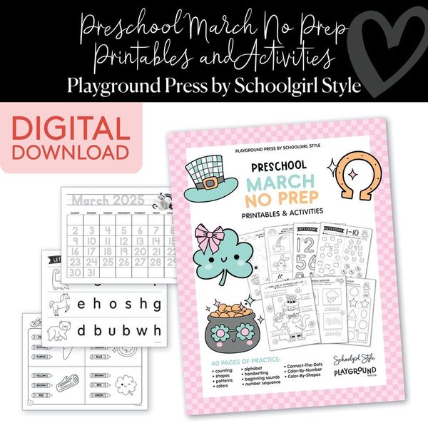 Preschool March No Prep Printables & Activities – Schoolgirl Style