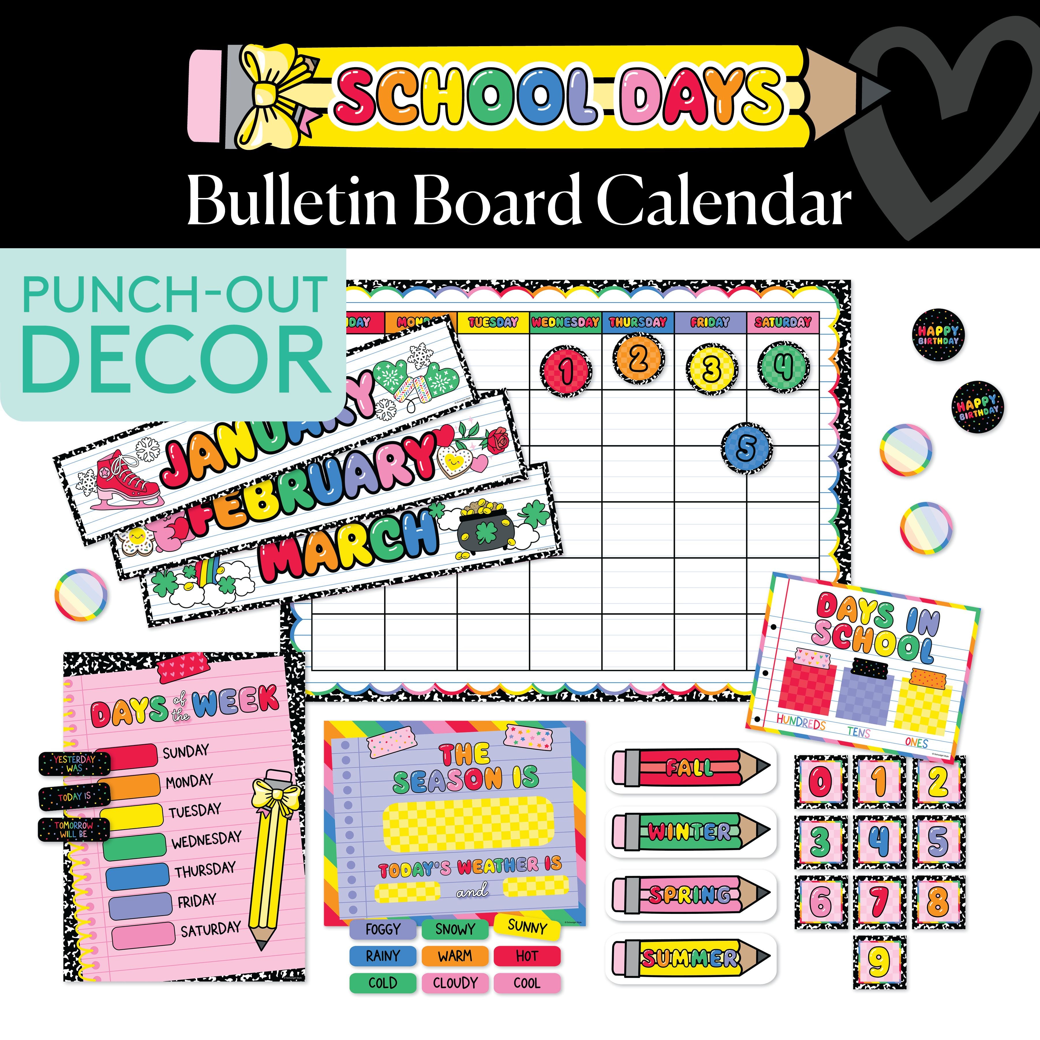Bright Rainbow Calendar Bulletin Board | School Days – Schoolgirl Style
