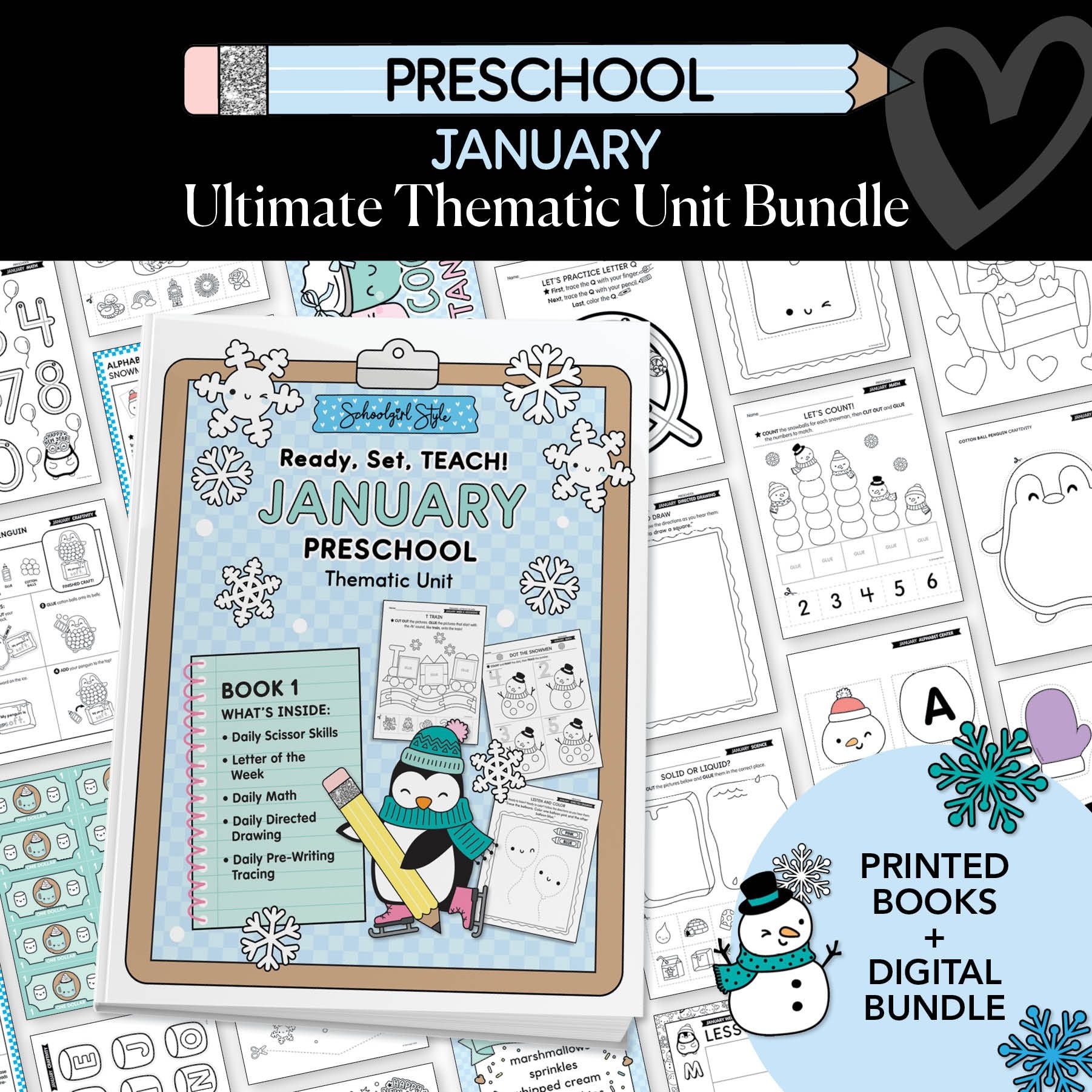 Ultimate Preschool January Thematic Unit Bundle – Schoolgirl Style