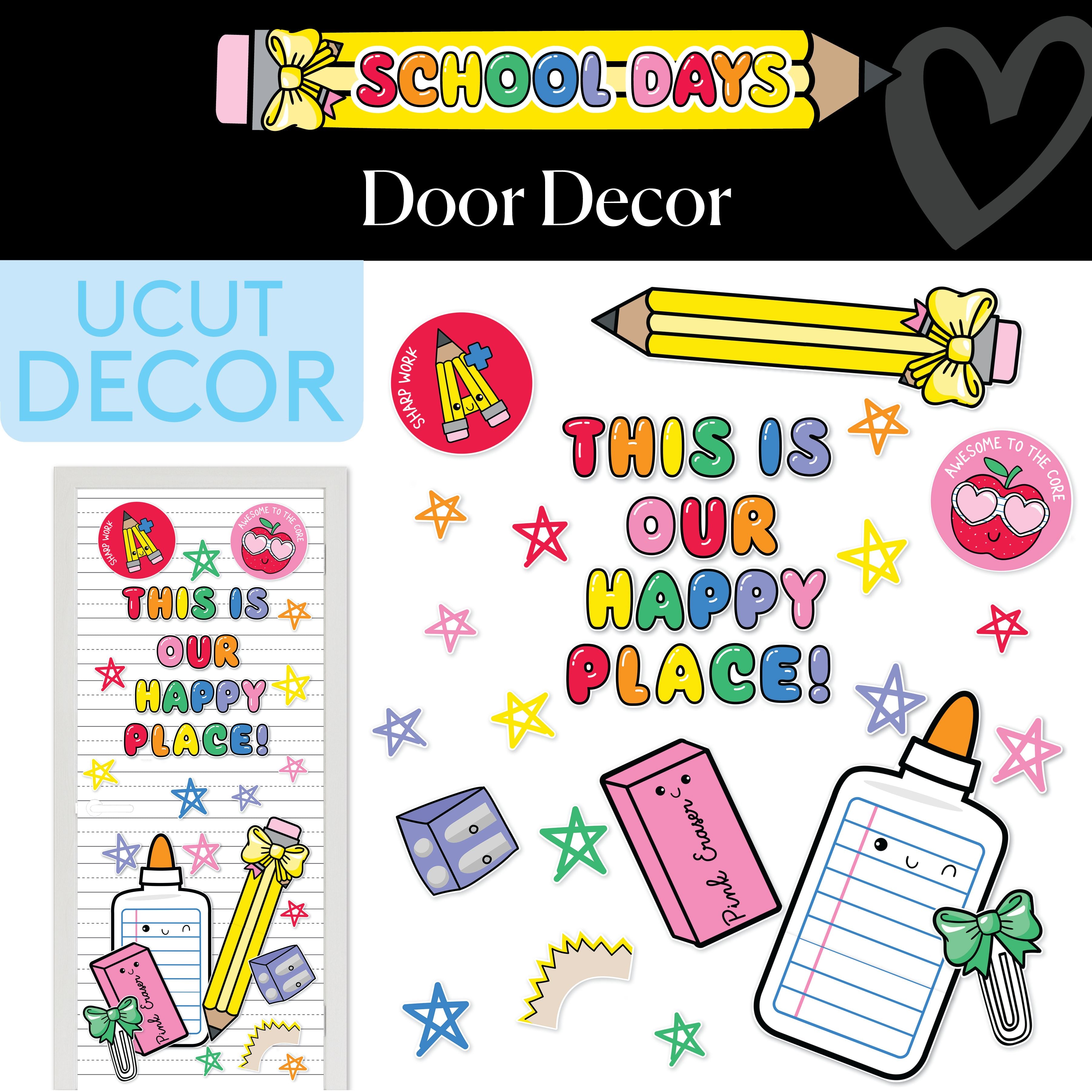 This Is Our Happy Place Bright Rainbow Classroom Door Decor | School D ...