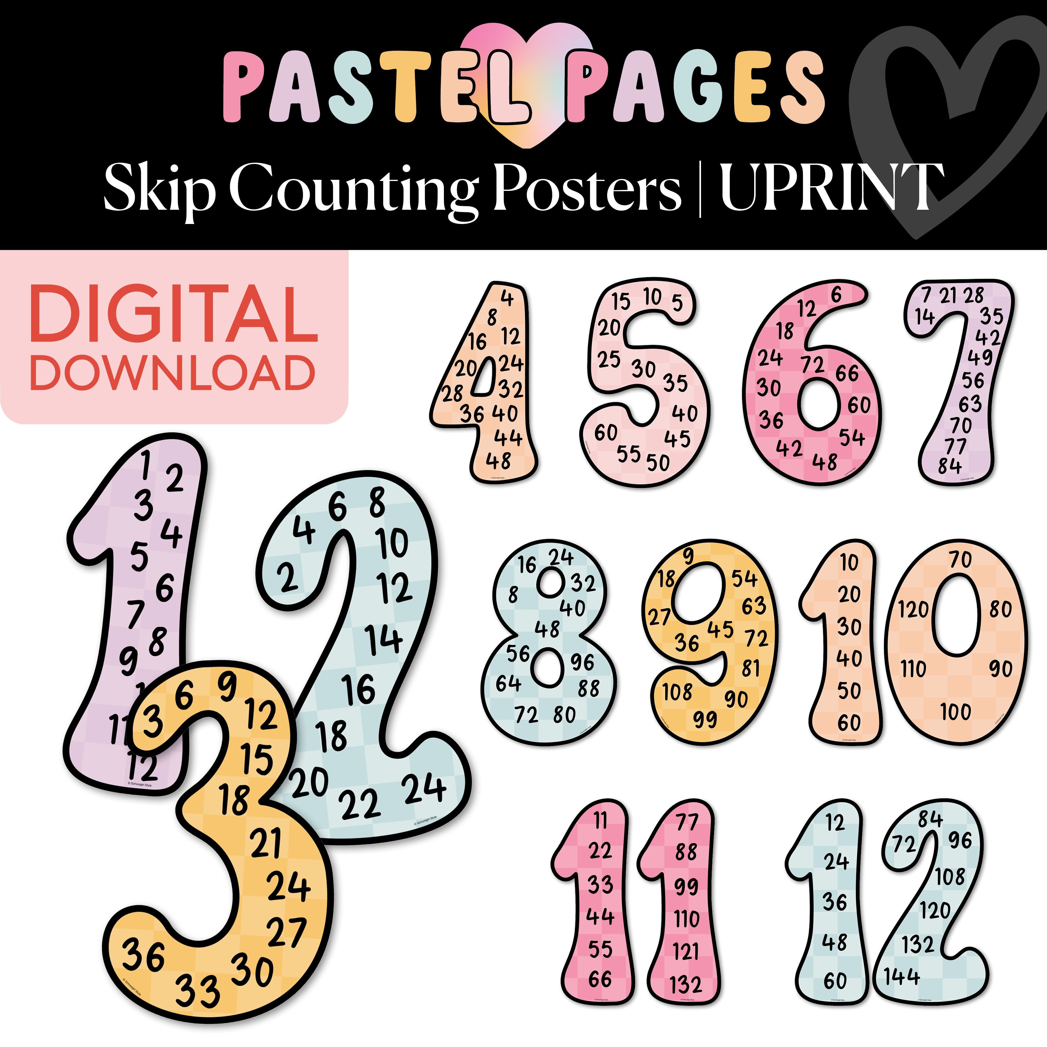 Printable Boho Pastel Skip Counting Posters | Pastel Pages – Schoolgirl ...
