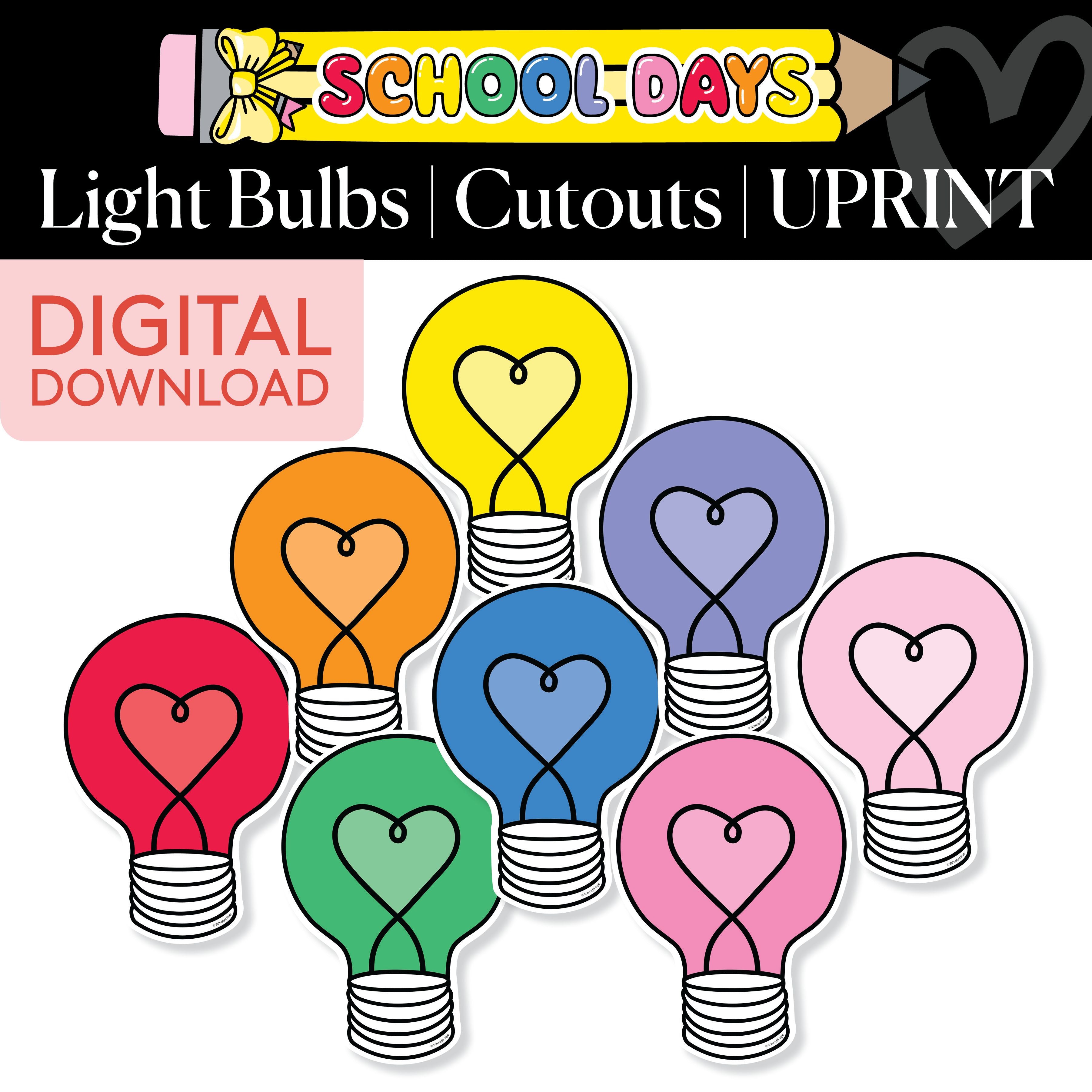 Printable Bright Rainbow Light Bulbs Bulletin Board Cutouts | School D ...