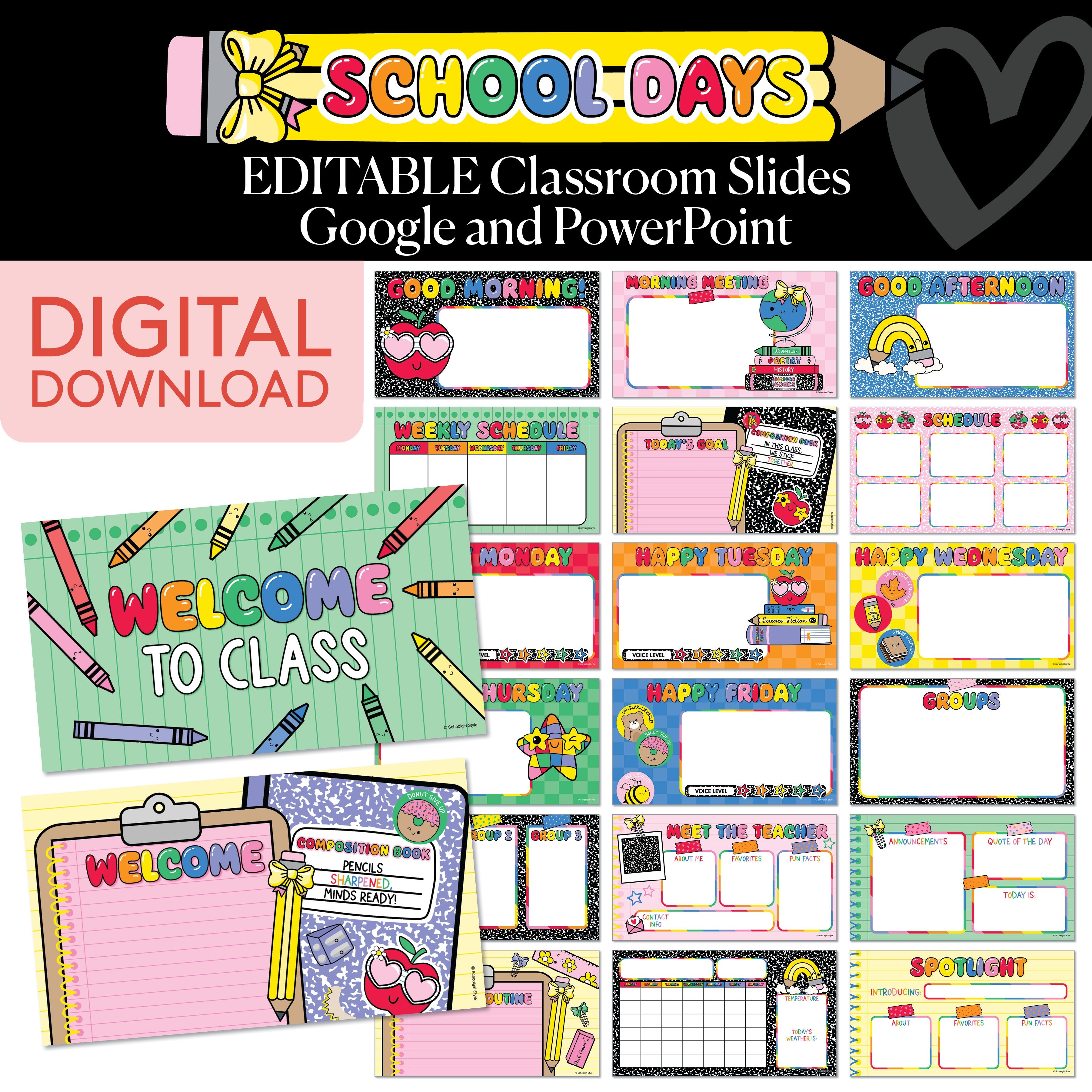 Printable Bright Rainbow Editable Google and PowerPoint Classroom Slid ...