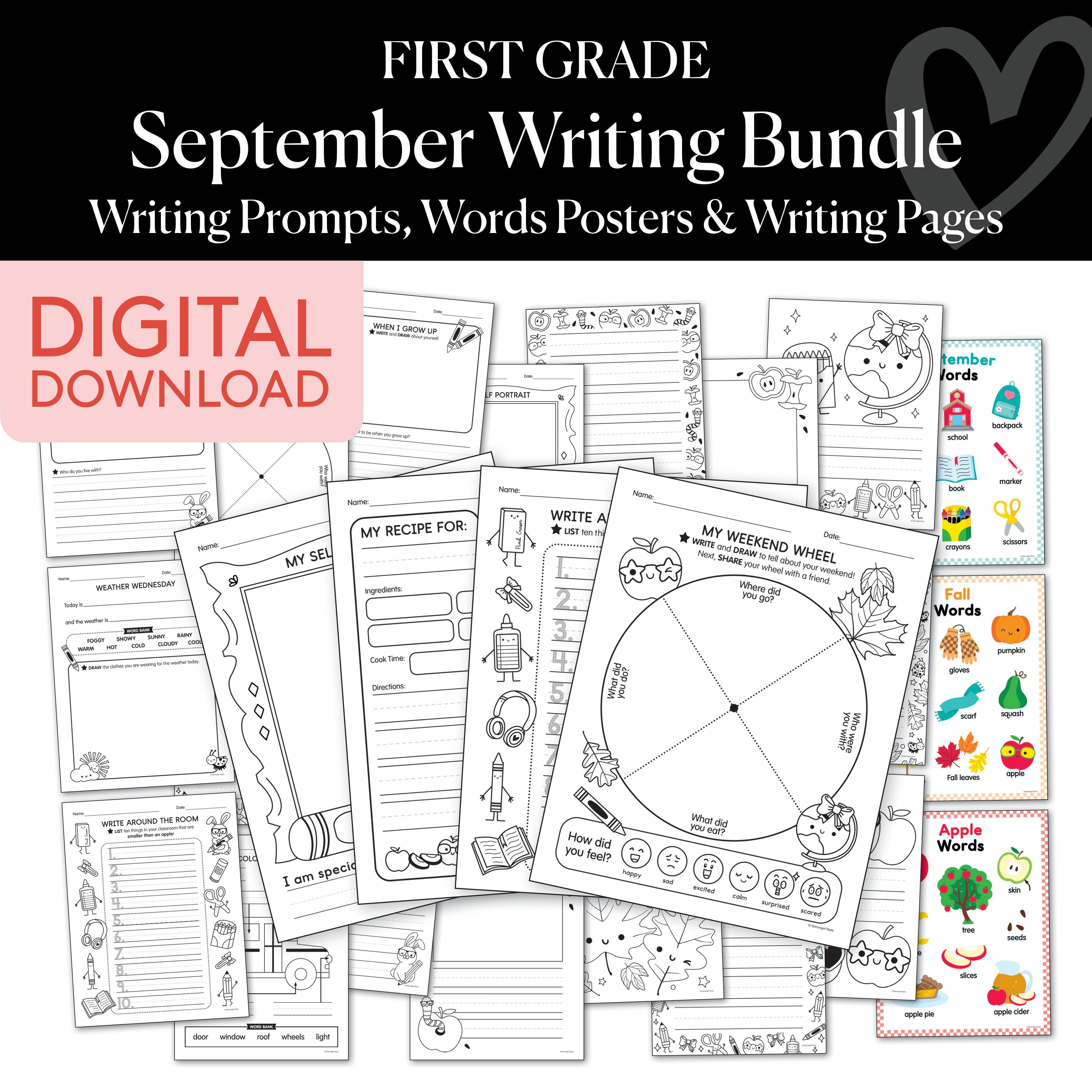 First Grade September Writing Bundle – Schoolgirl Style