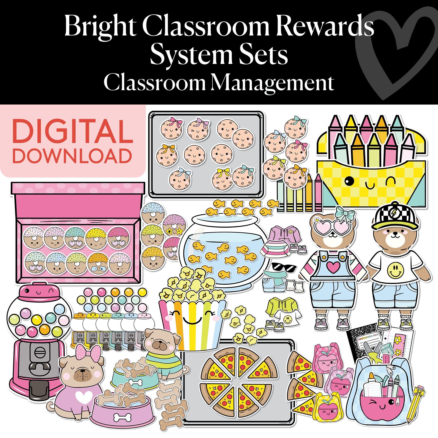 Printable Bright Classroom Rewards System Sets – Schoolgirl Style