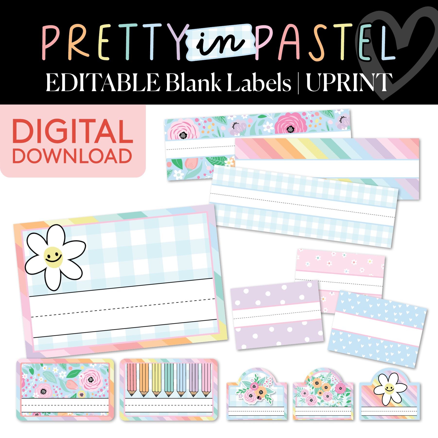 Printable Pastel Editable Blank Classroom Labels | Pretty in Pastel ...