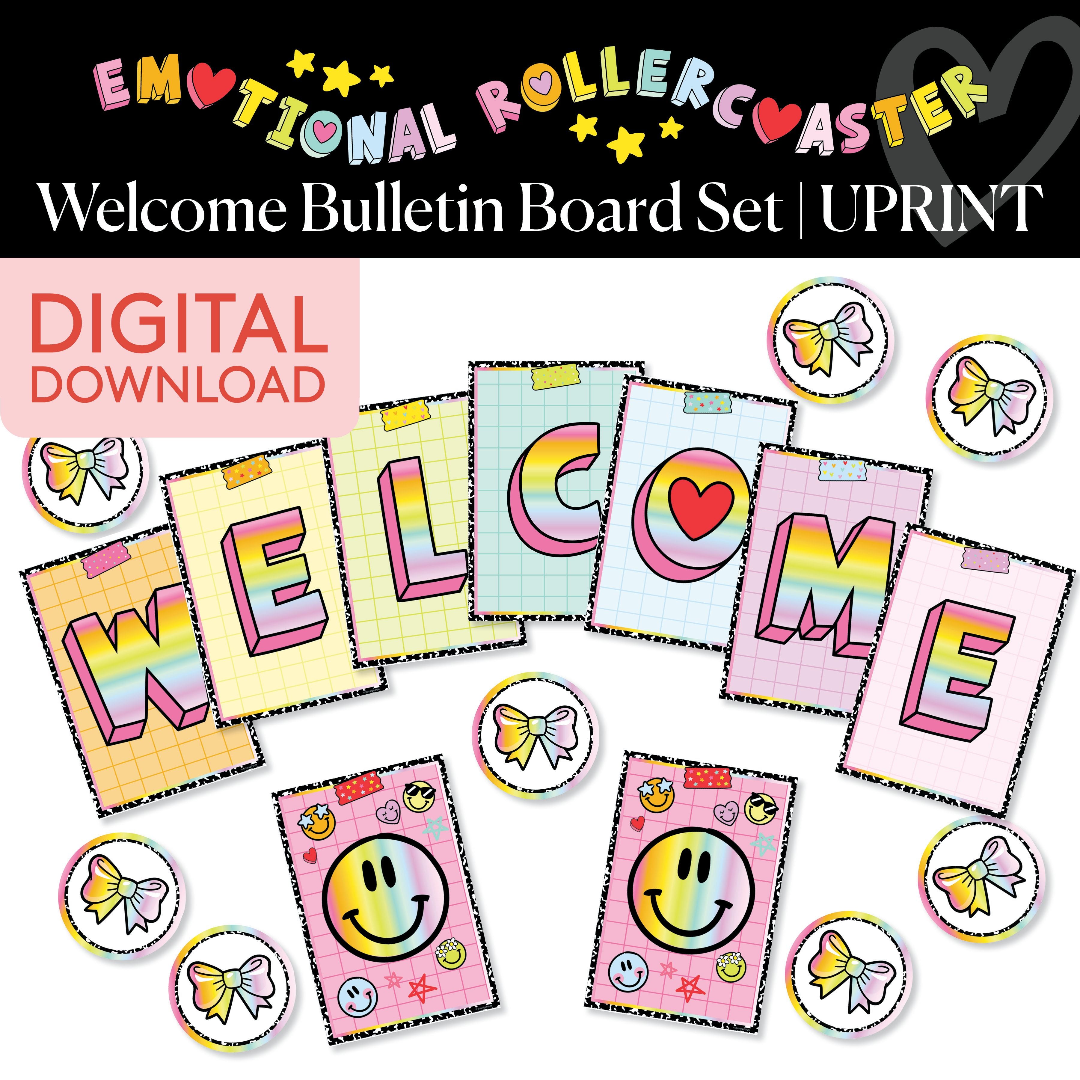 Printable Rainbow Pastel Welcome Bulletin Board Set | Emotional Roller ...