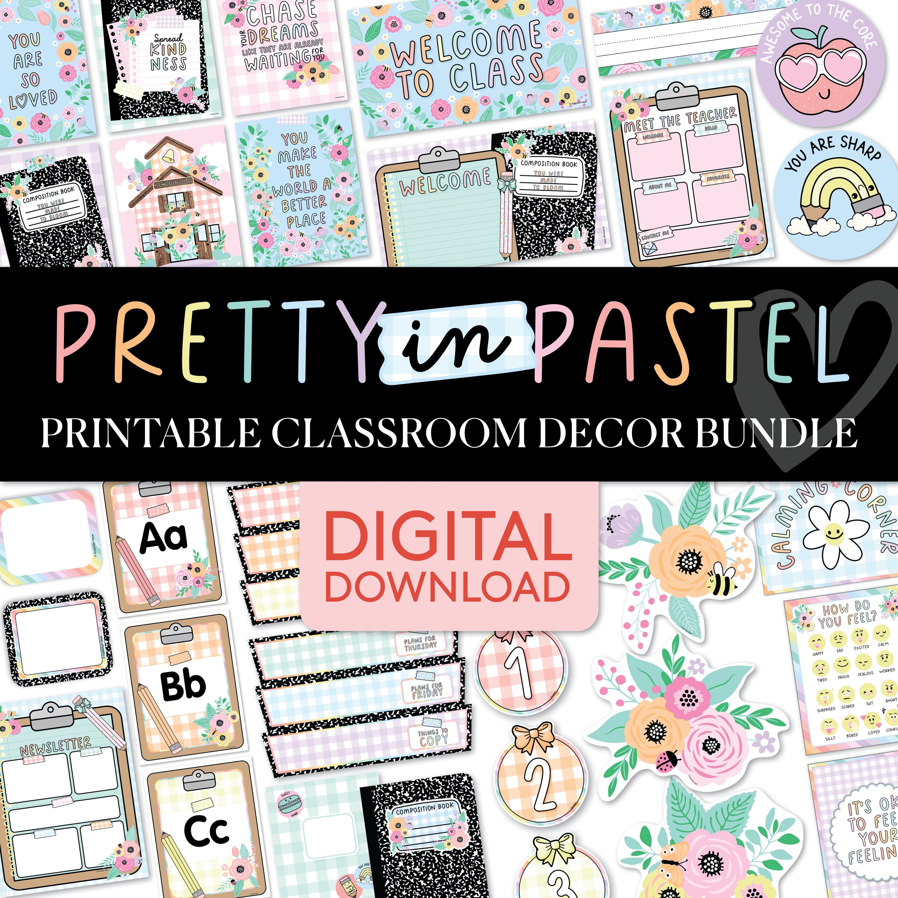 Pretty in Pastel Full Printable Classroom Decor Bundle – Schoolgirl Style