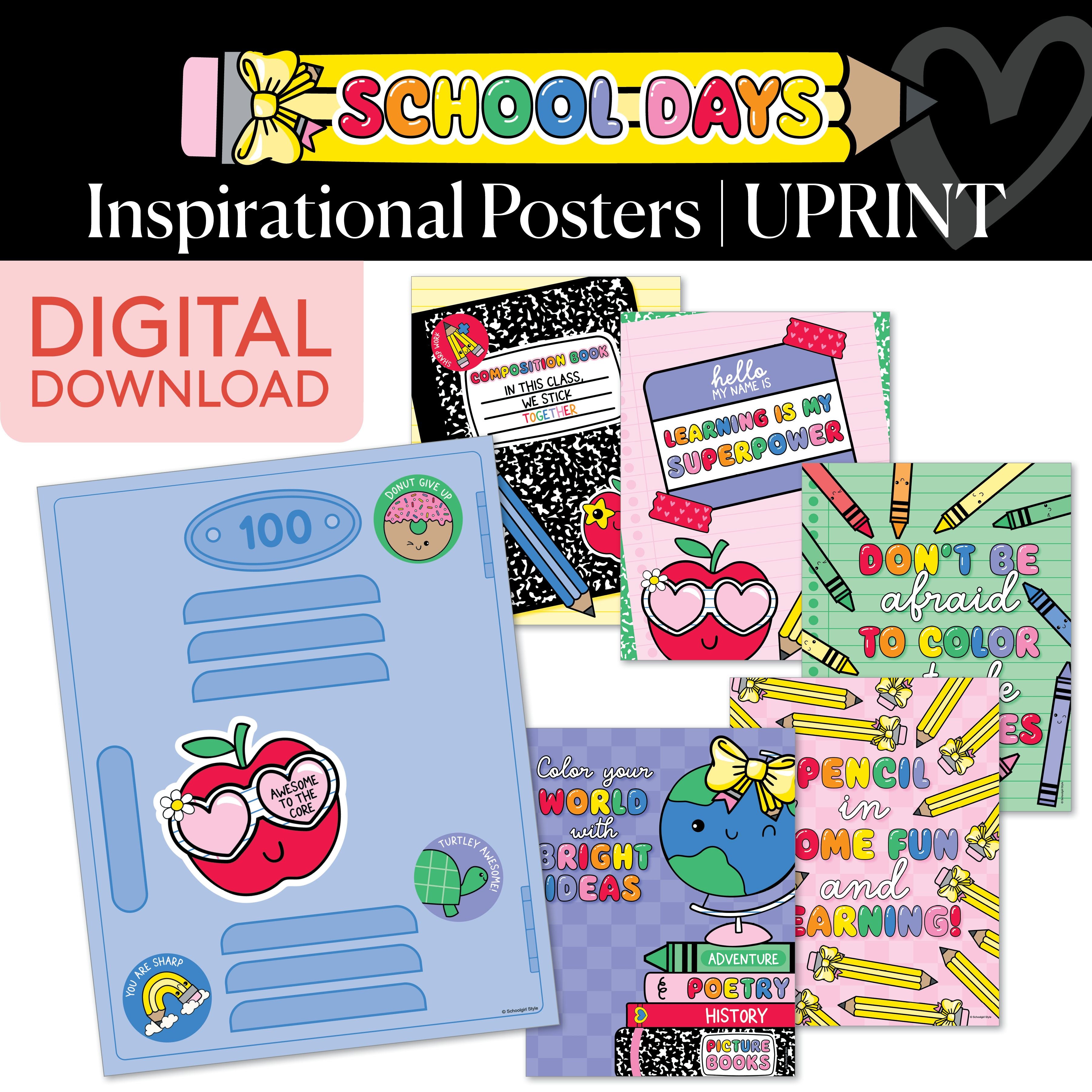 Printable Bright Rainbow Inspirational Posters | School Days ...