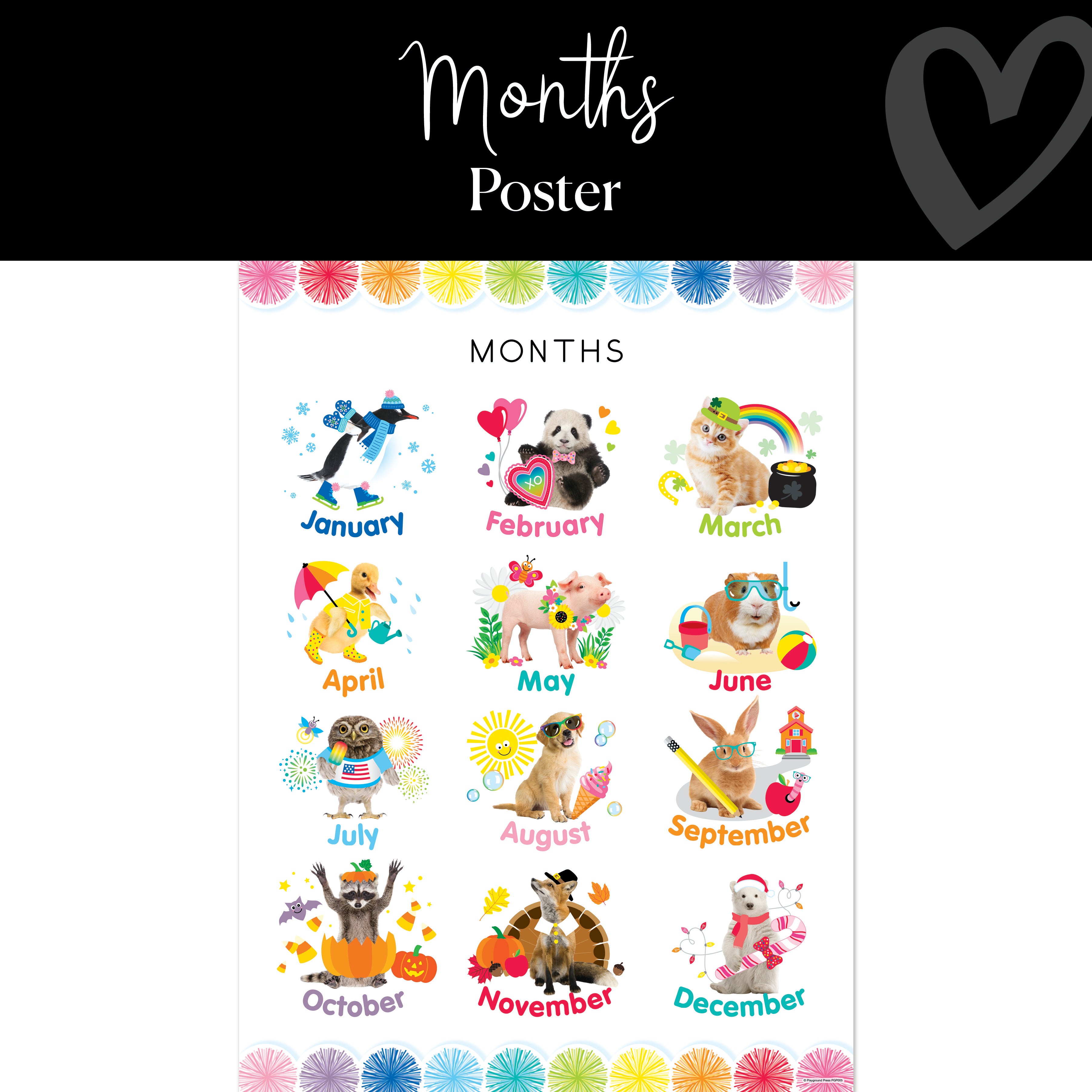 Months | Classroom Posters | Rainbow Classroom Decor | Schoolgirl Styl ...