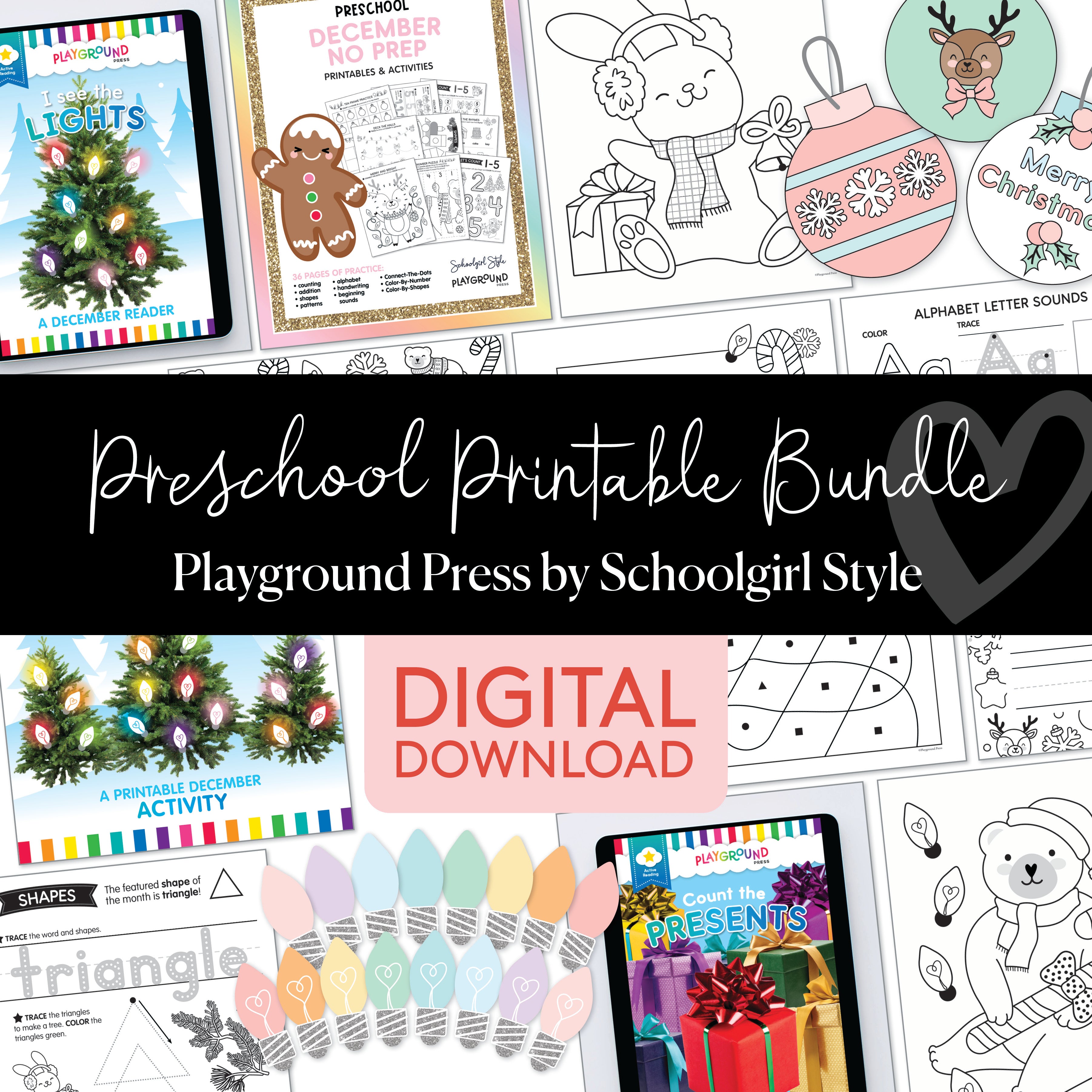 Preschool December Complete No Prep Printable Bundle – Schoolgirl Style