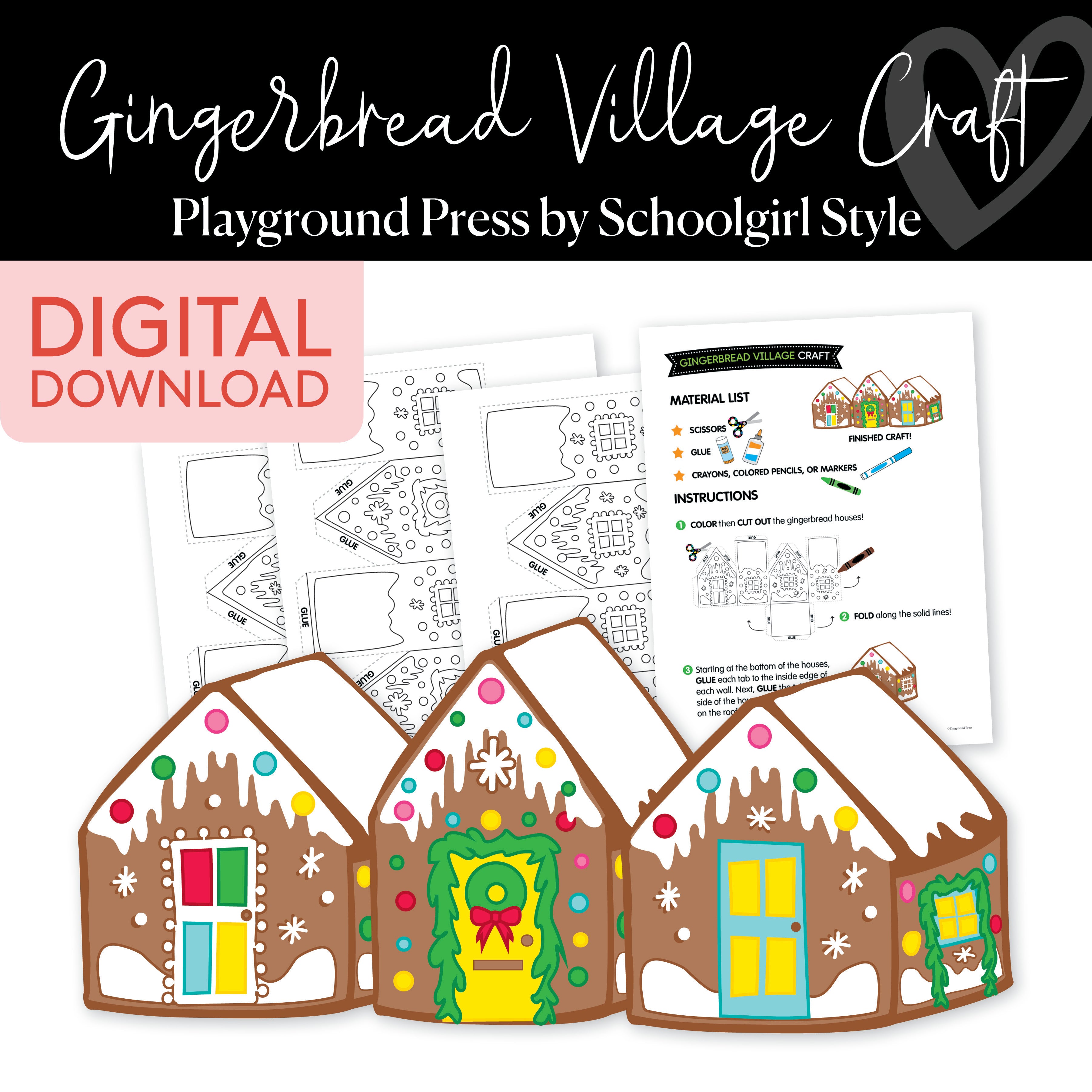 Gingerbread Village No Prep Winter Craft – Schoolgirl Style