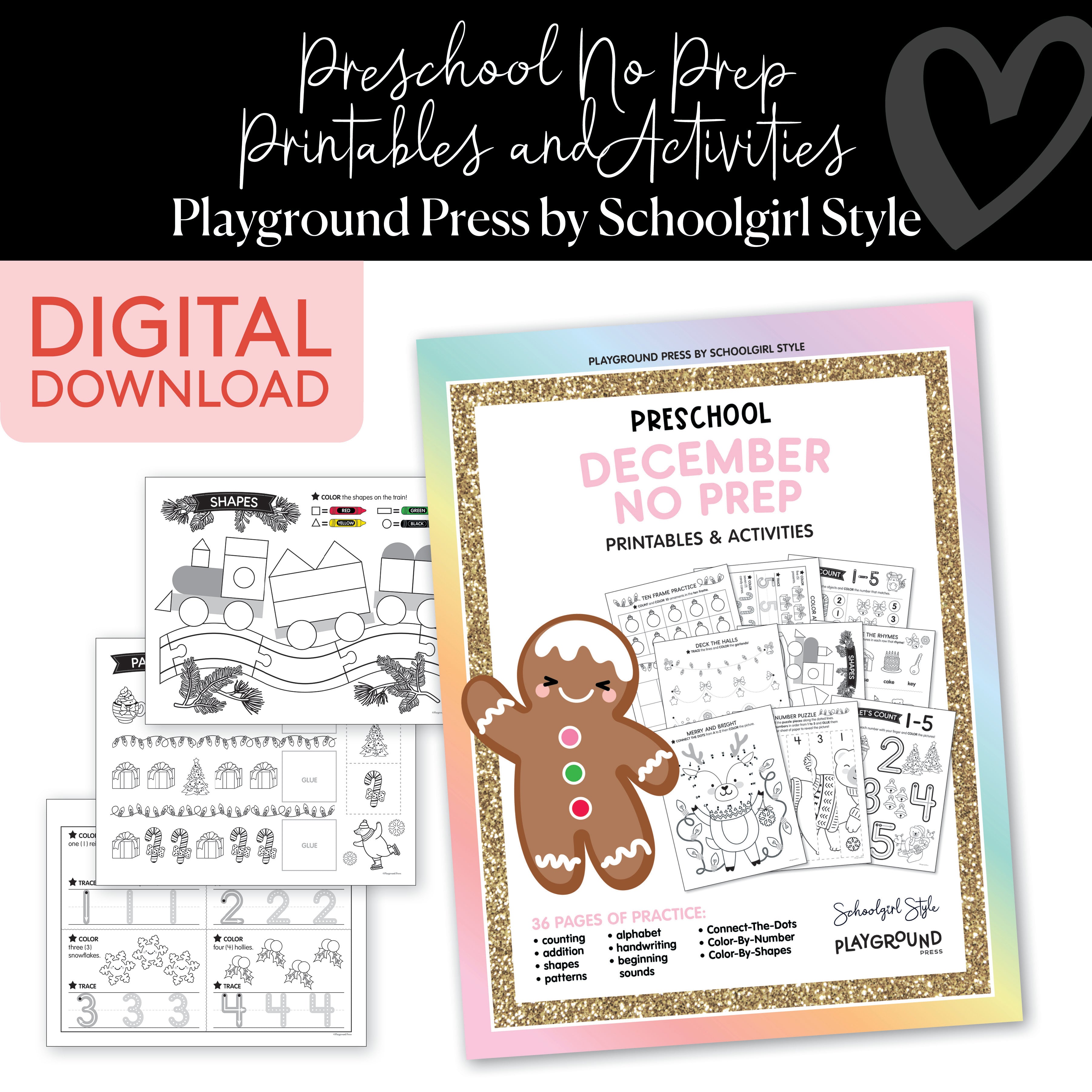 December Preschool No Prep Printables & Activities – Schoolgirl Style