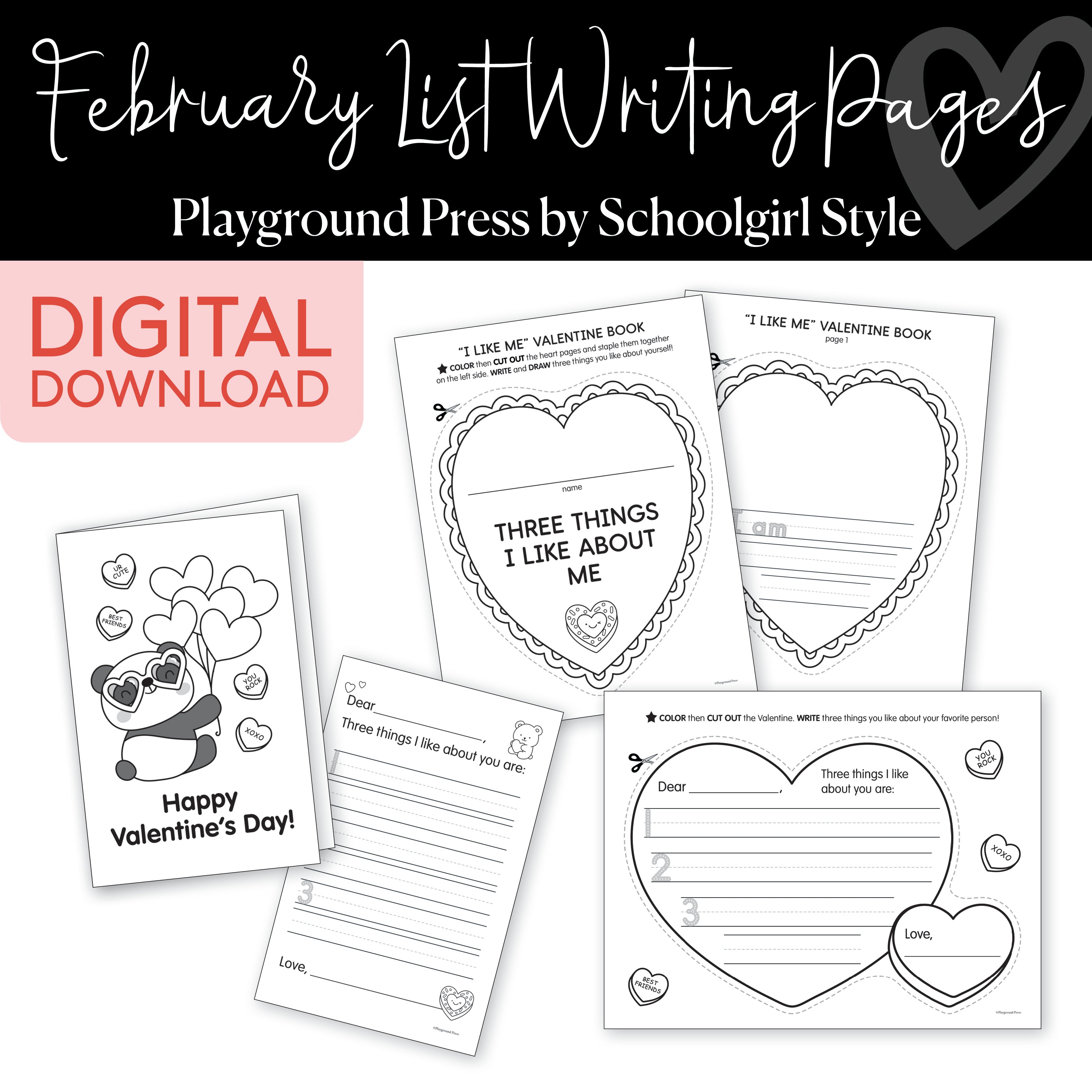 February List Writing Pages – Schoolgirl Style