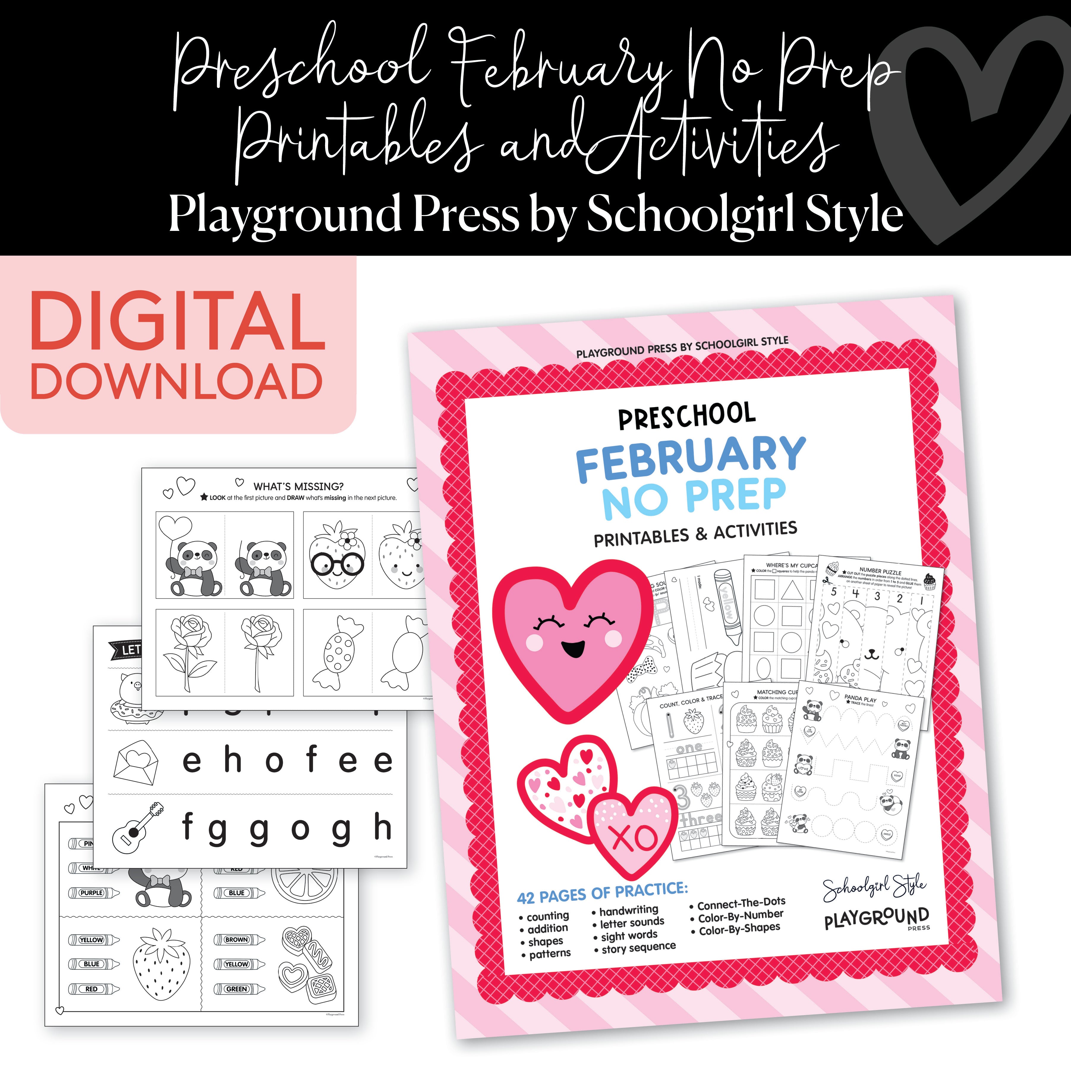 Preschool February No Prep Printables & Activities – Schoolgirl Style
