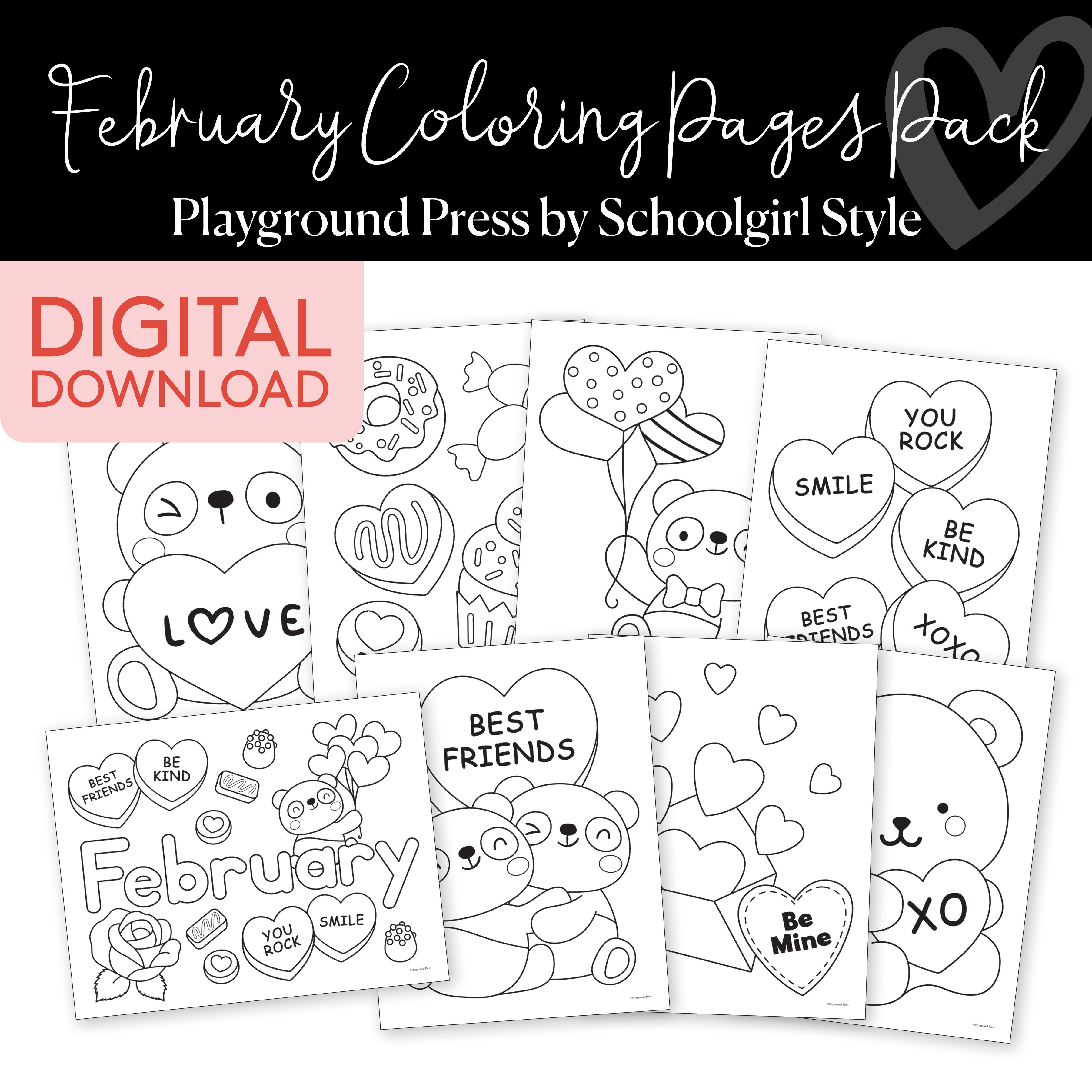 Free February Coloring Pages – Schoolgirl Style
